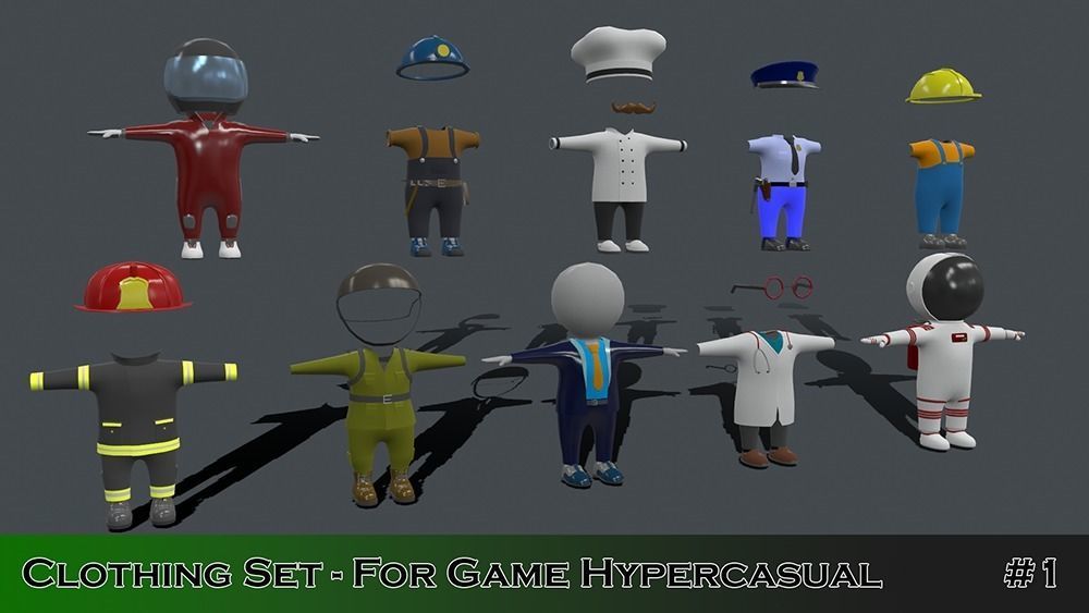 3D model Clothing Set - Hypercasual Game - Stickman T-pose VR / AR ...