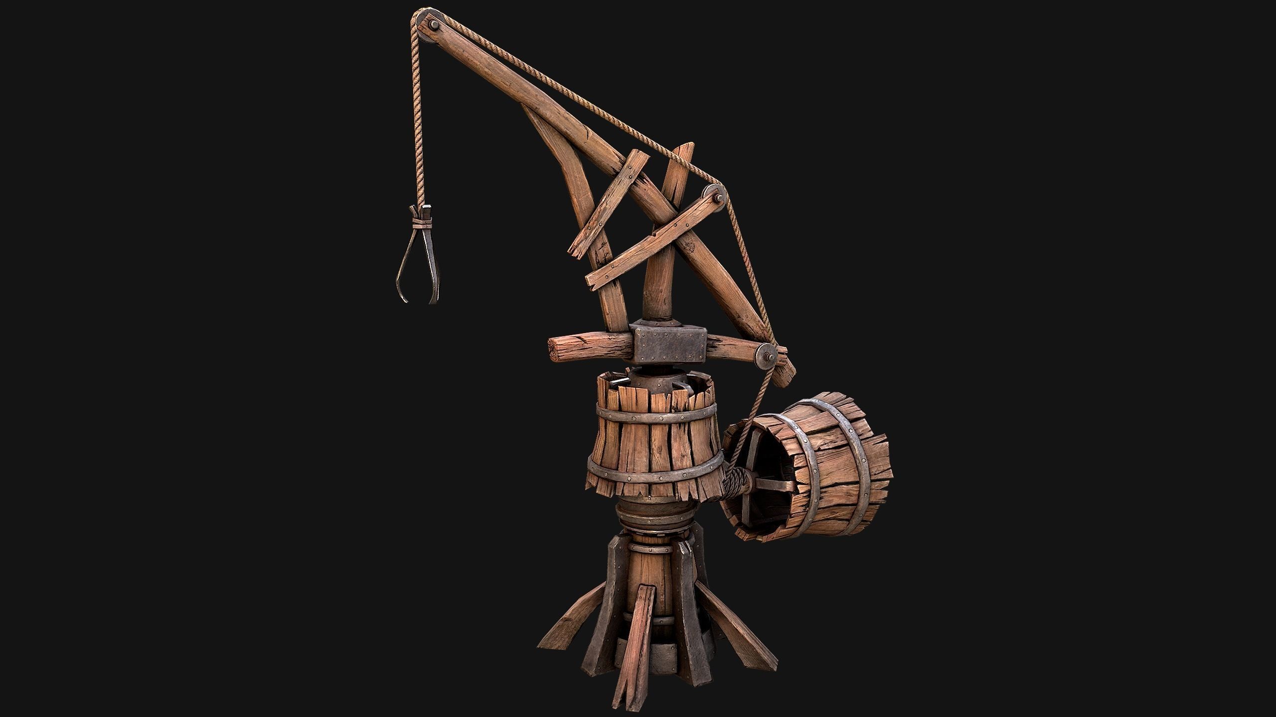 3D model Medieval Crane Steampunk Quarry VR / AR / low-poly | CGTrader