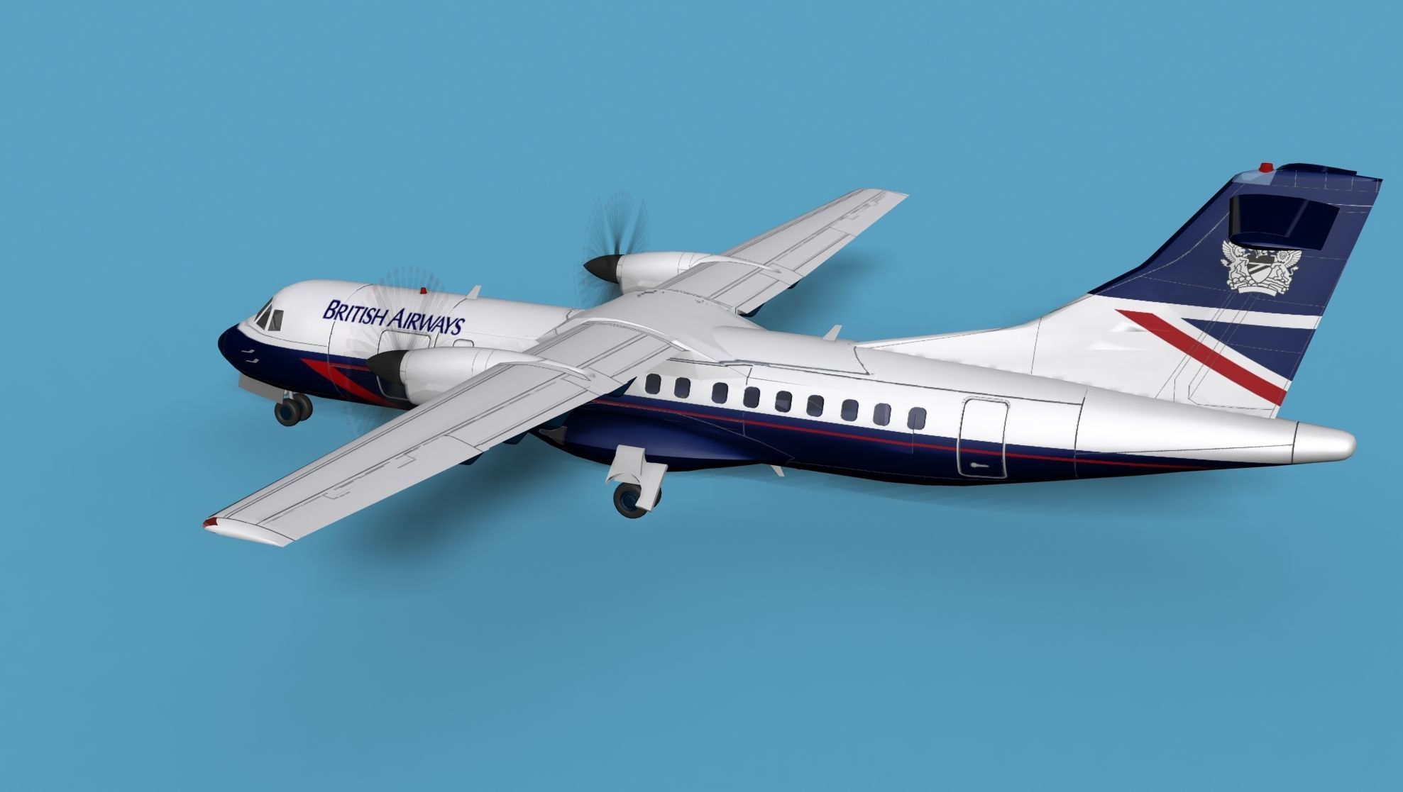 ATR ATR-42-500 British Airways 3D model animated rigged | CGTrader