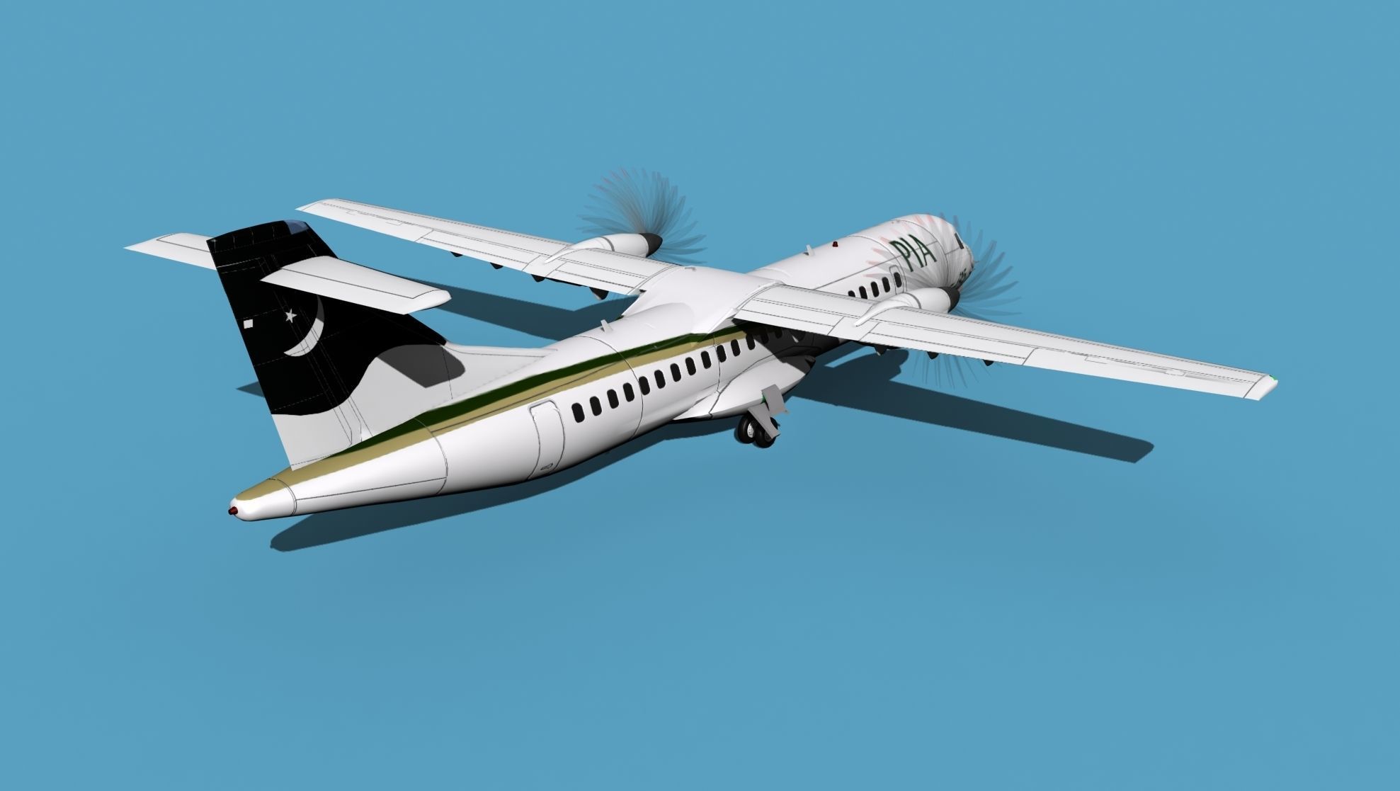 ATR ATR-72-600 Pakistan Intl Airlines 3D model animated rigged | CGTrader