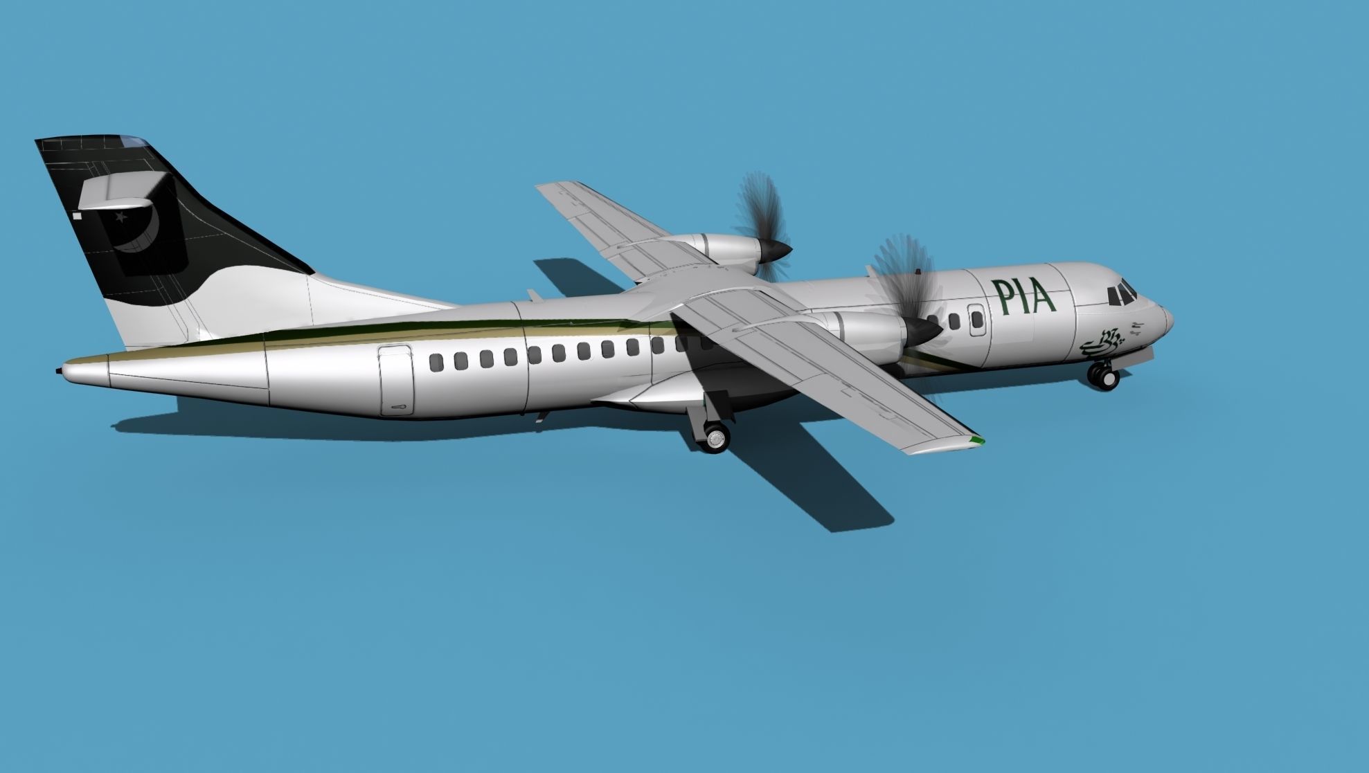 ATR ATR-72-600 Pakistan Intl Airlines 3D model animated rigged | CGTrader