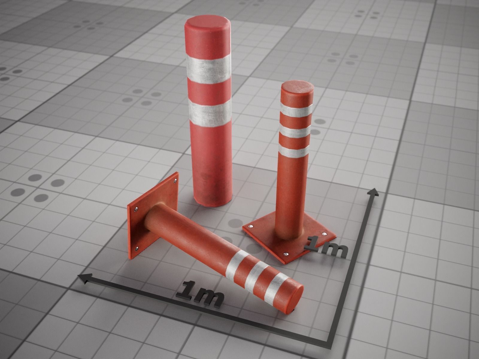 3D model Road Signal Pole Game 3D model Low-poly VR / AR / low-poly ...