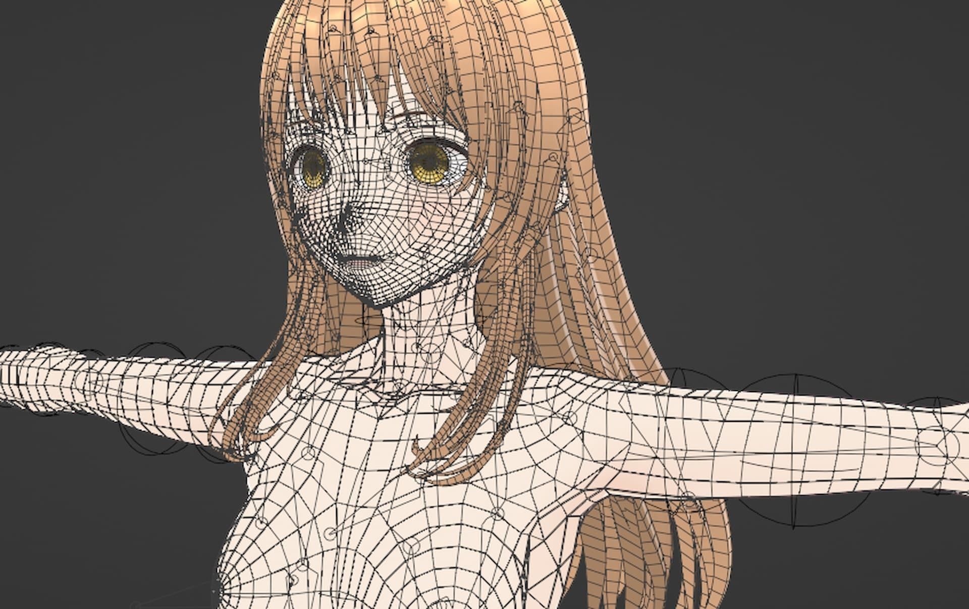 3D model T pose rigged model - Mahiru Shiina anime girl 3D model VR ...