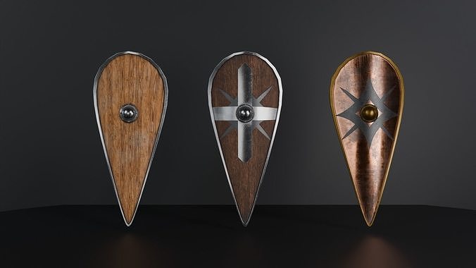 3D model Medieval shield 3 in 1 VR / AR / low-poly | CGTrader