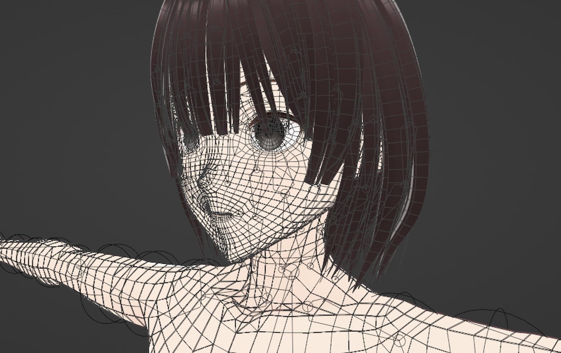 3D model T pose rigged model - Katou Megumi anime girl 3D model VR / AR ...