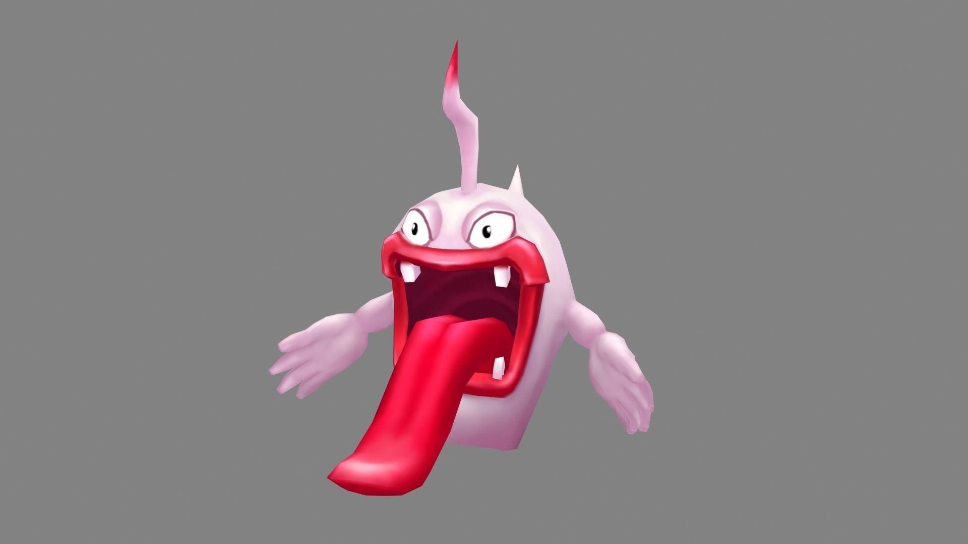 3D model Cartoon monster with long tongue and big mouth VR / AR / low ...