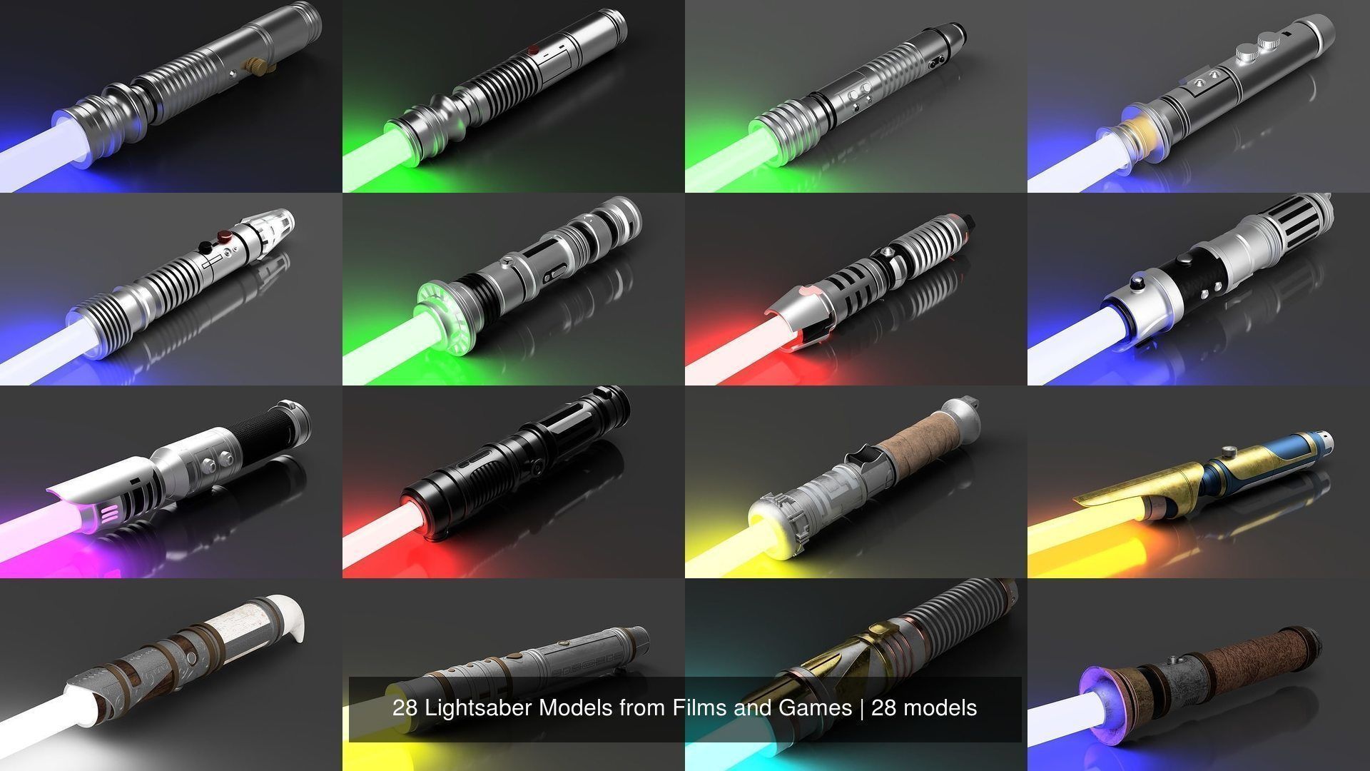 28 Lightsaber Models from Films and Games 3D Model Collection 3D ...