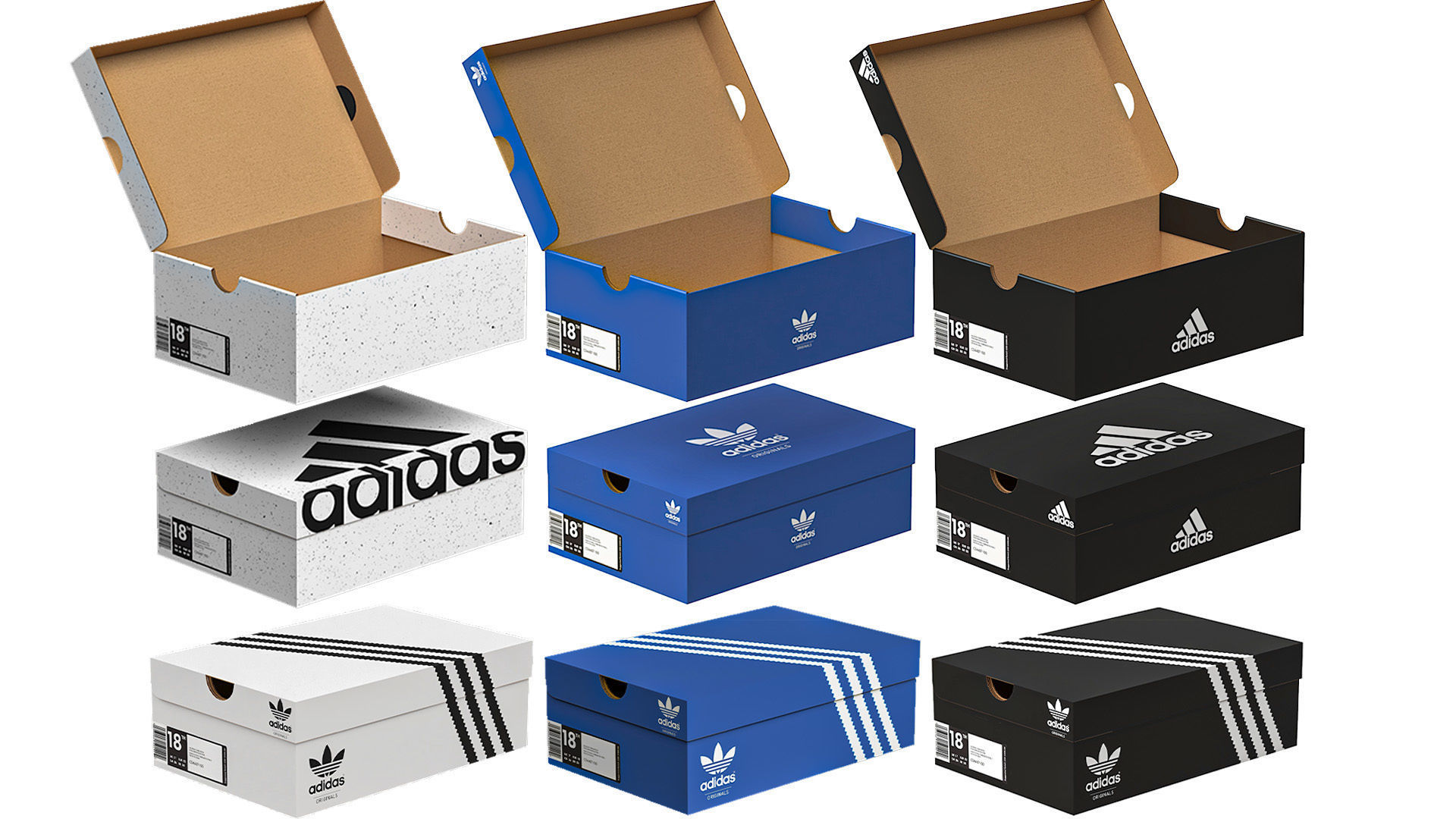 3D Model Collection Adidas Shoe Box Set PBR VR / AR / low-poly | CGTrader