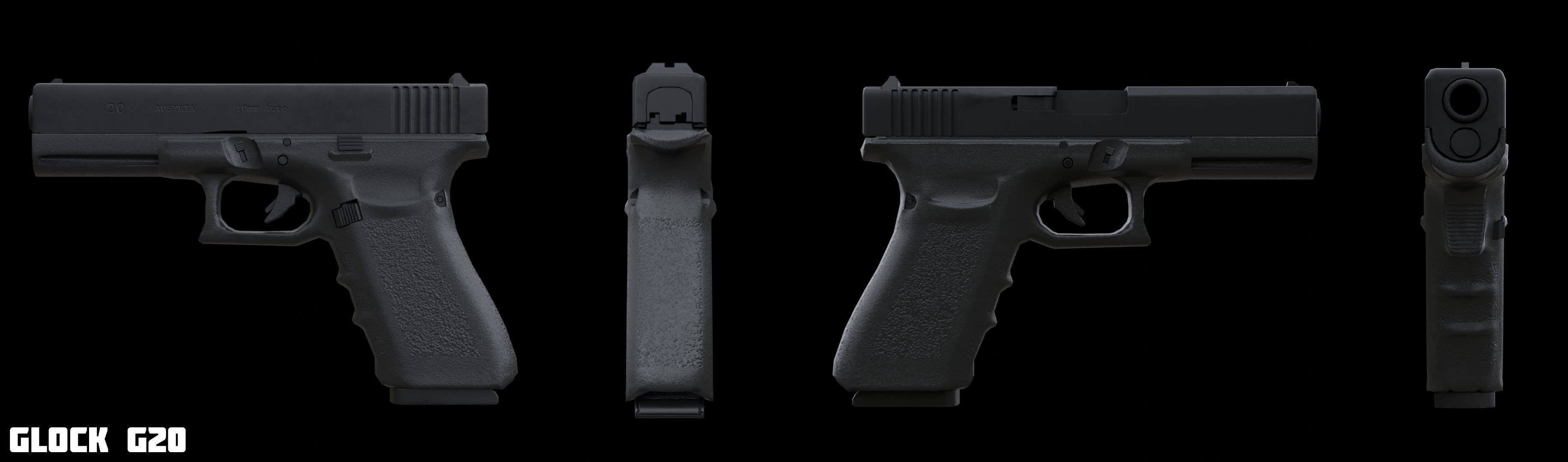 Glock G20 Free Game Ready Asset free VR / AR / low-poly 3D model rigged ...