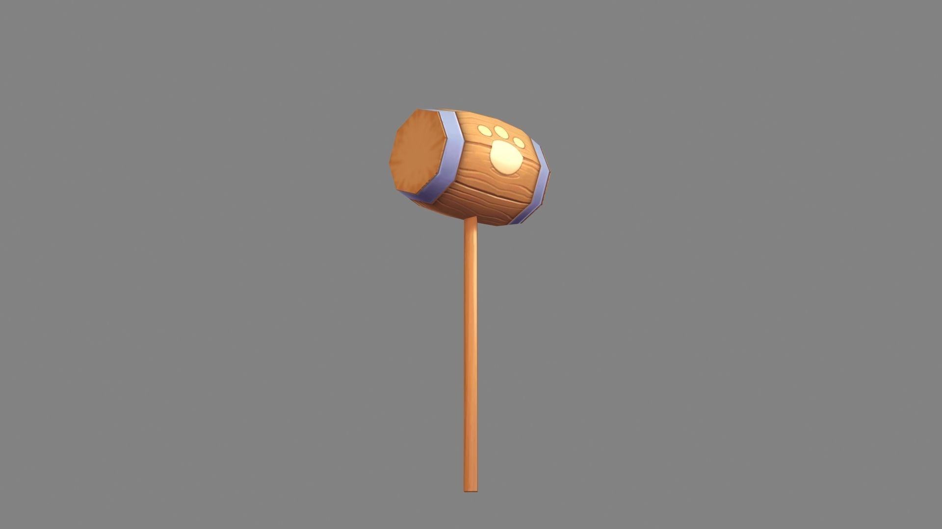 3D model Cartoon wooden hammer with cat paw print VR / AR / low-poly ...