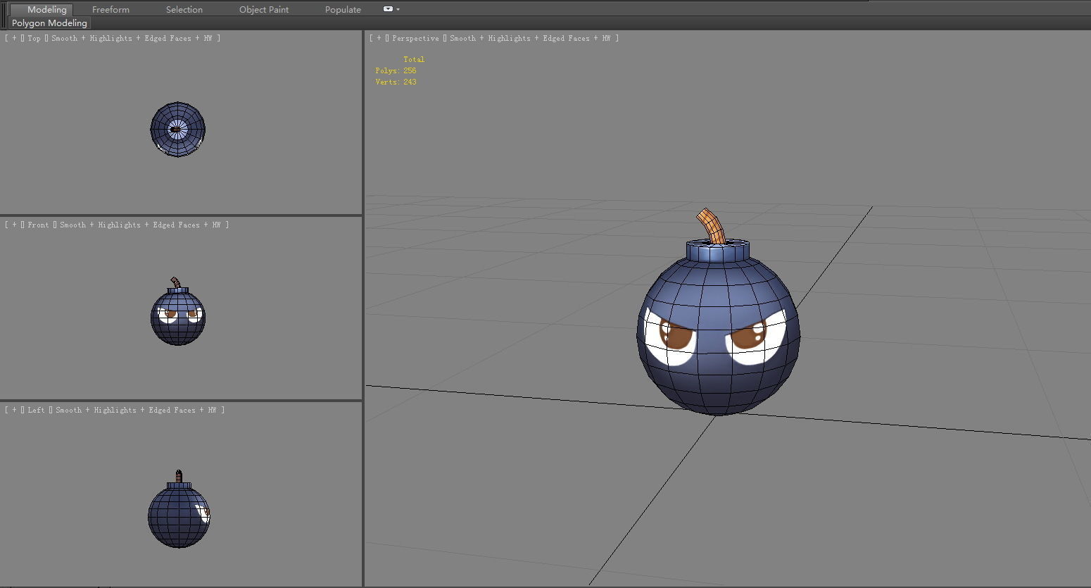 3D model Cartoon black bomb character VR / AR / low-poly | CGTrader
