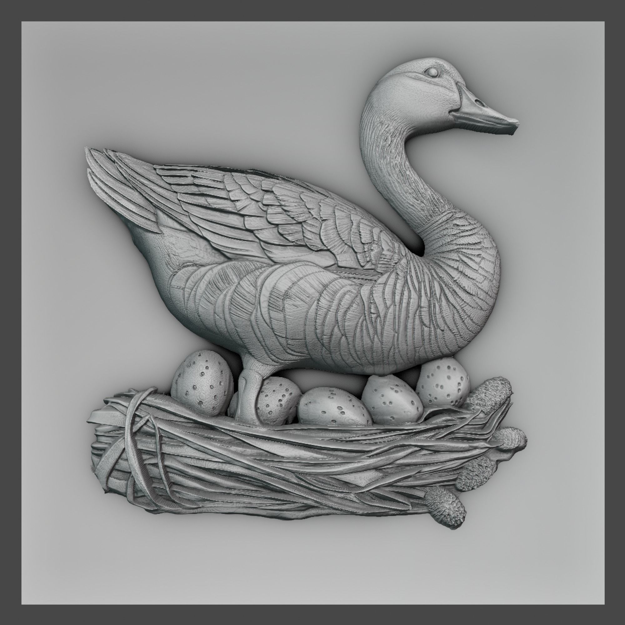 Duck on Nest Relief for CNC and 3D Printing 3D model 3D printable ...