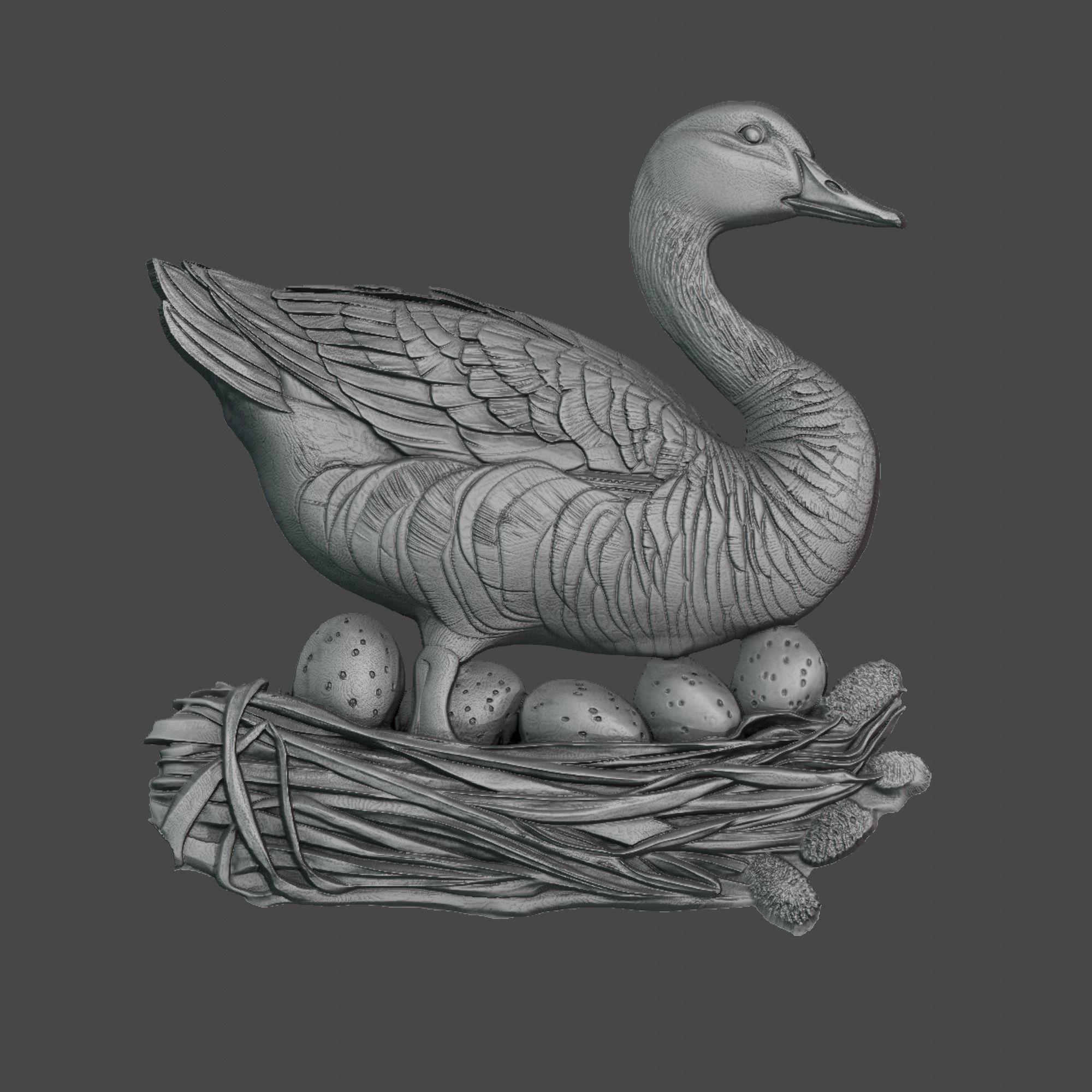 Duck on Nest Relief for CNC and 3D Printing 3D model 3D printable ...