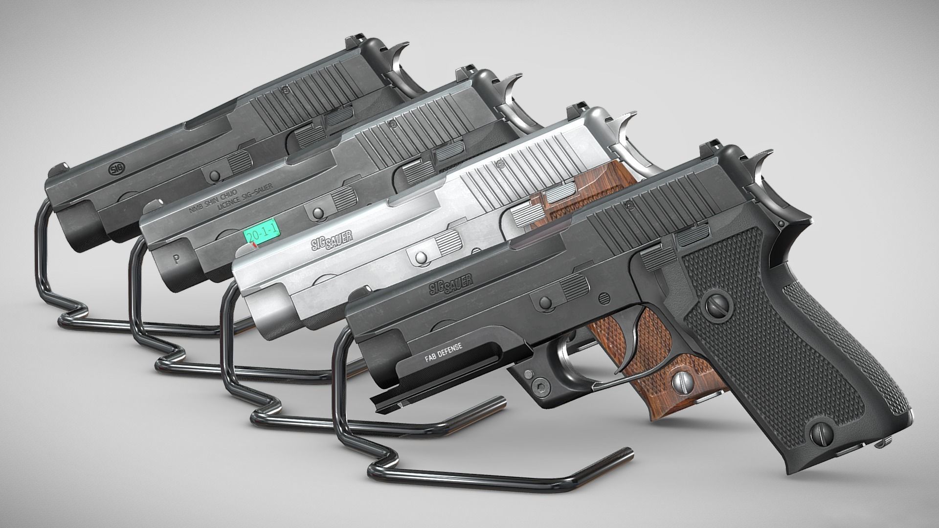 3D model SIG Sauer P220 9mm - Pistole 75 - Minebea P9 - Game Asset VR ...