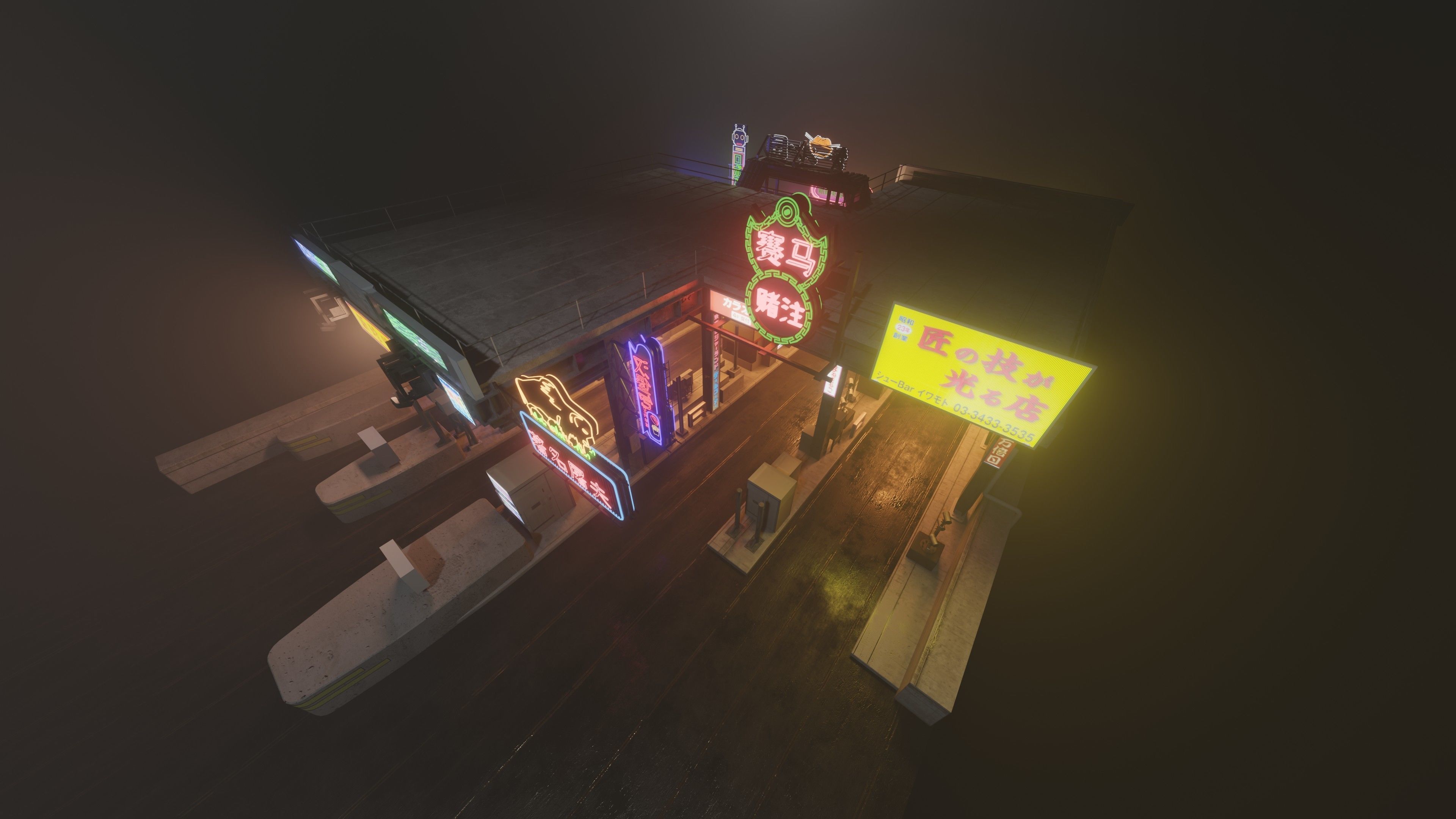 3D model Cyberpunk Vehicle Toll Booth Sign Concept VR / AR / low-poly ...