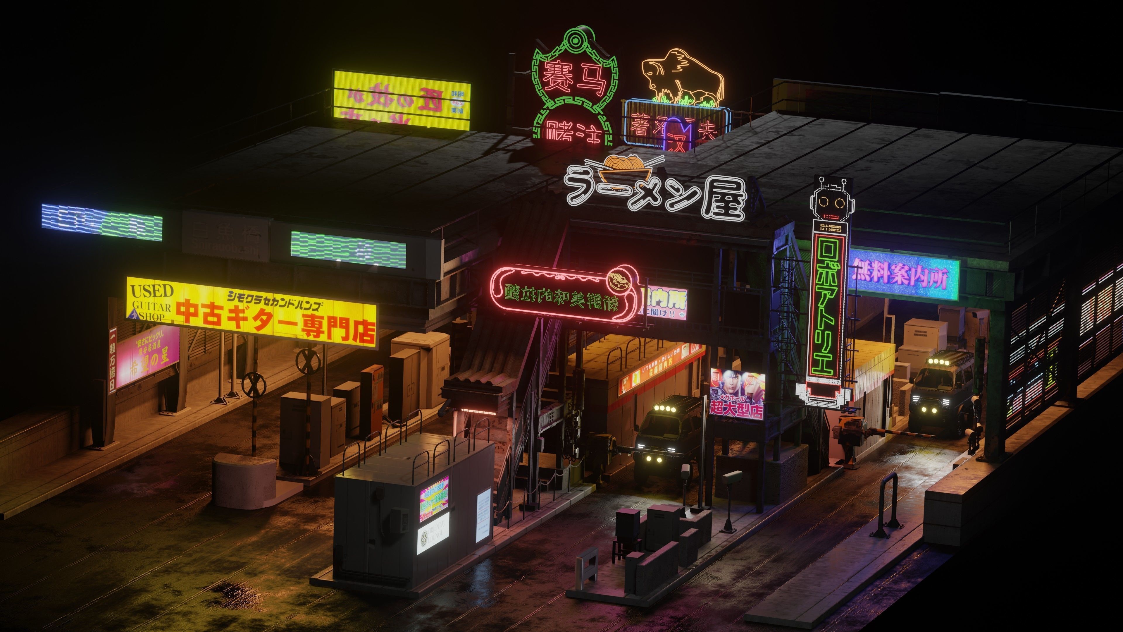 3D model Cyberpunk Vehicle Toll Booth Sign Concept VR / AR / low-poly ...
