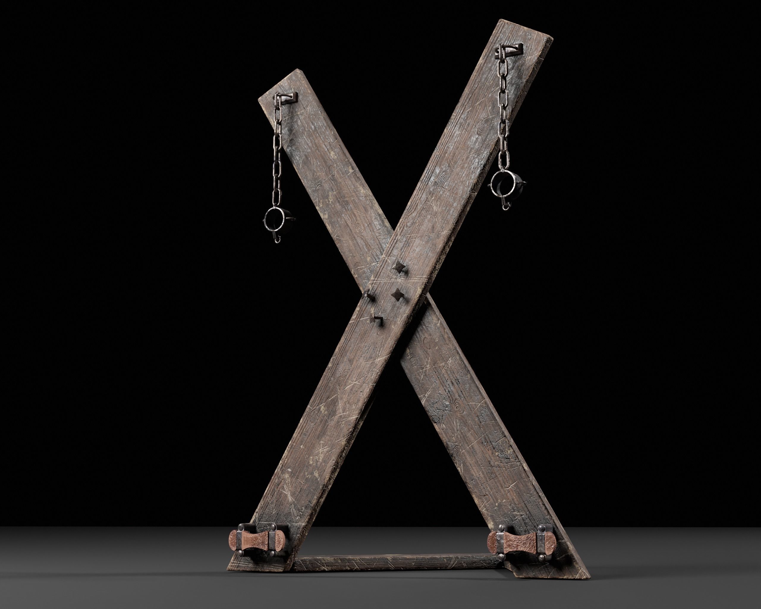 3D model Medieval Standing Shackle Torture Stand VR / AR / low-poly ...