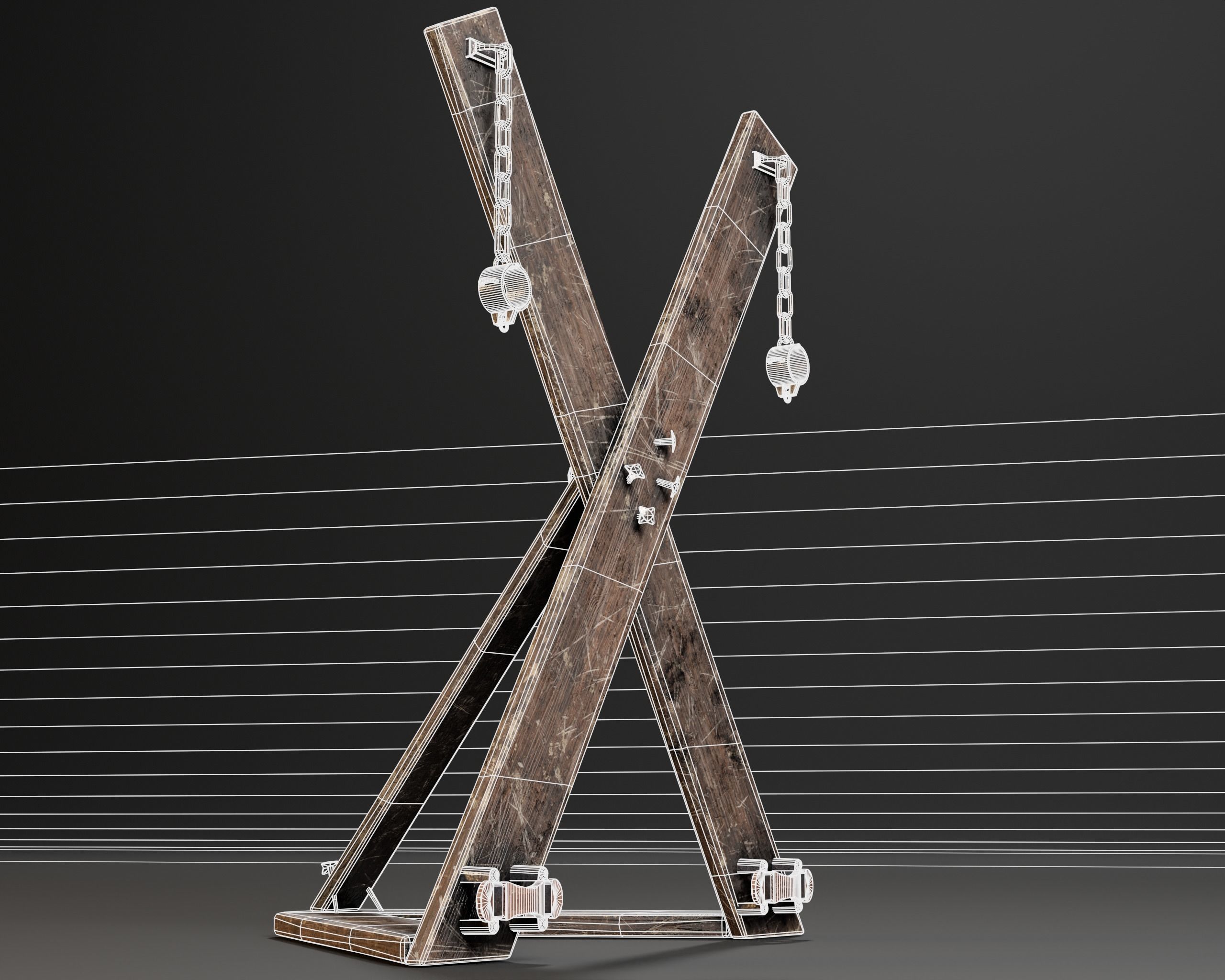 3D model Medieval Standing Shackle Torture Stand VR / AR / low-poly ...