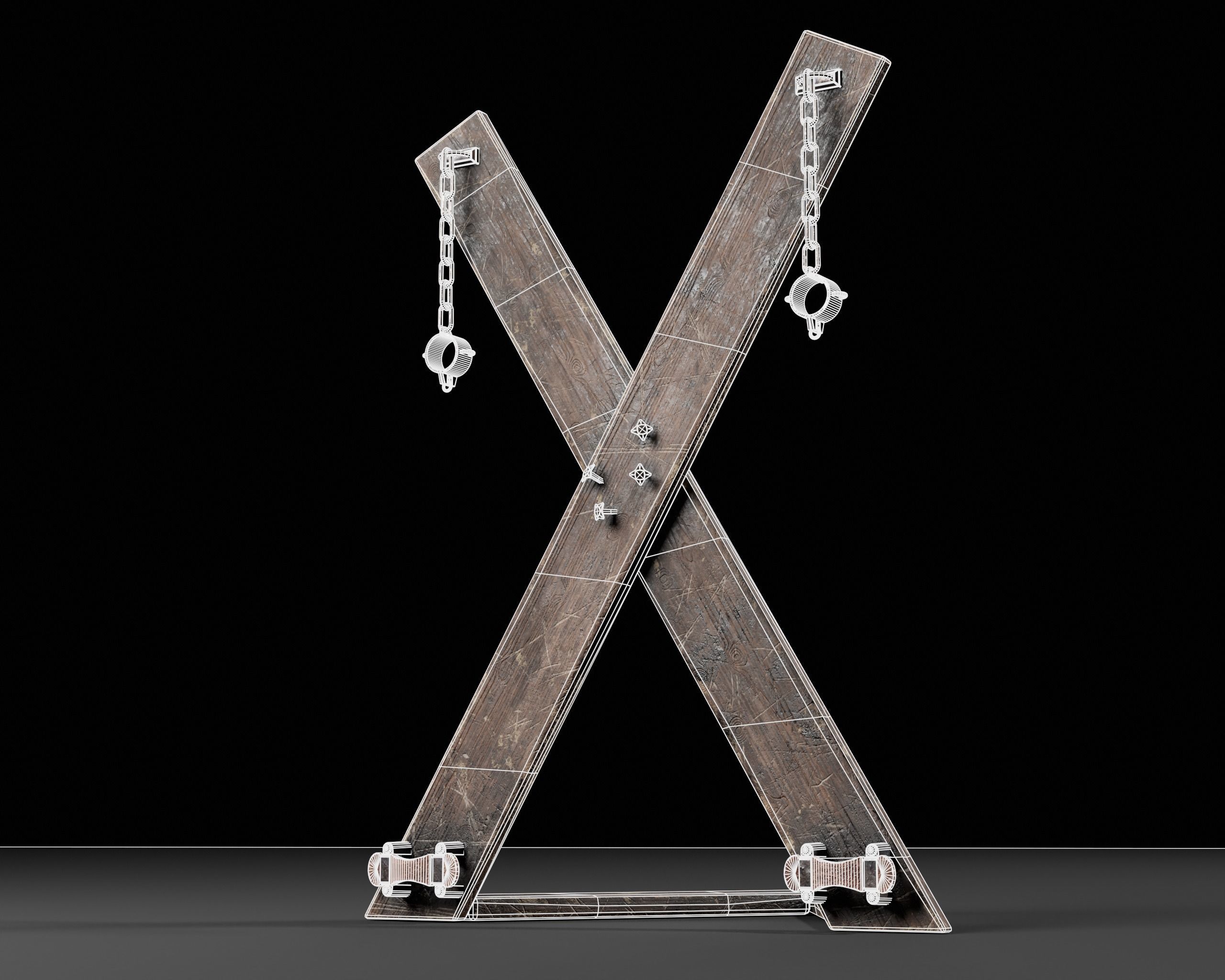 3D model Medieval Standing Shackle Torture Stand VR / AR / low-poly ...