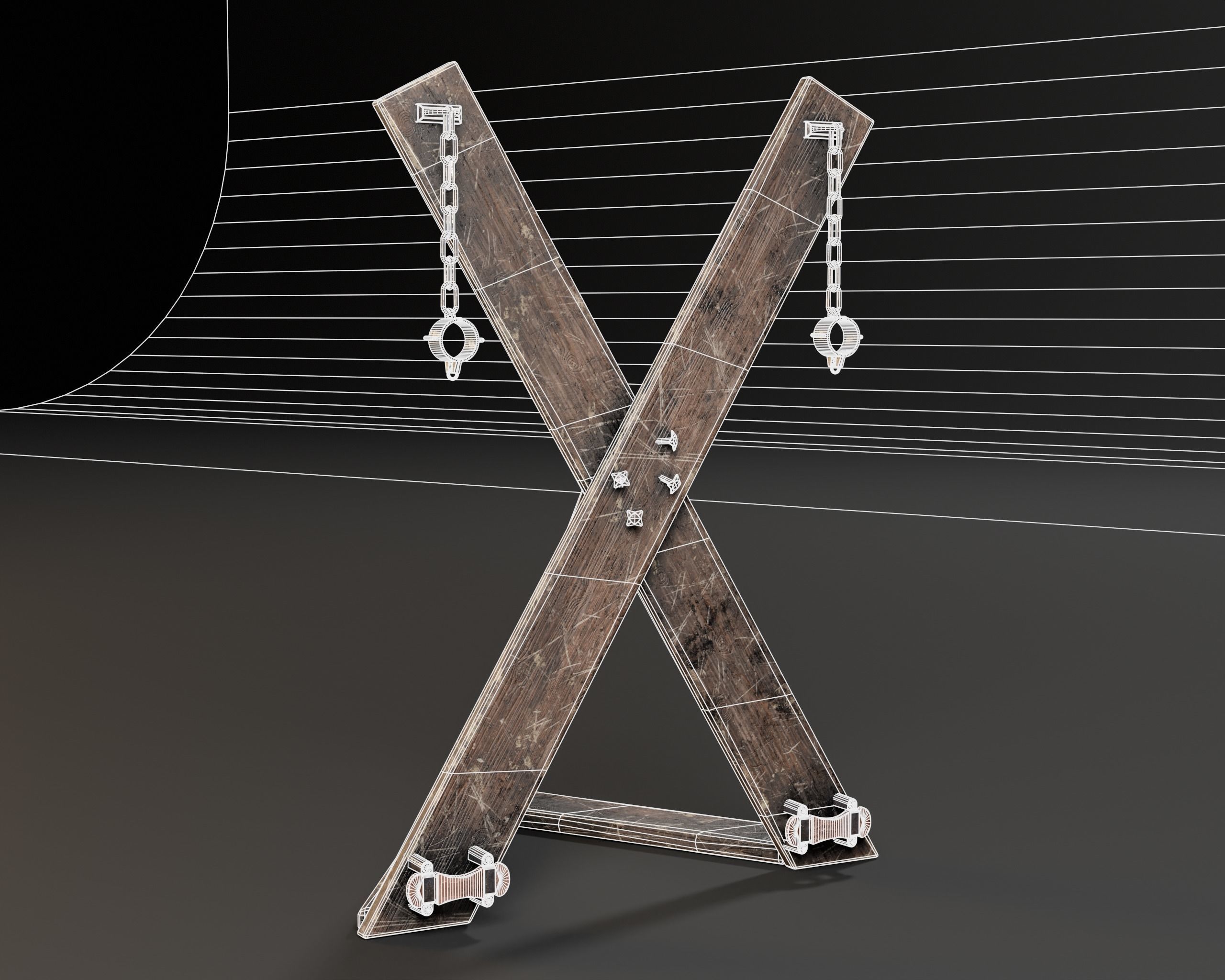 3D model Medieval Standing Shackle Torture Stand VR / AR / low-poly ...