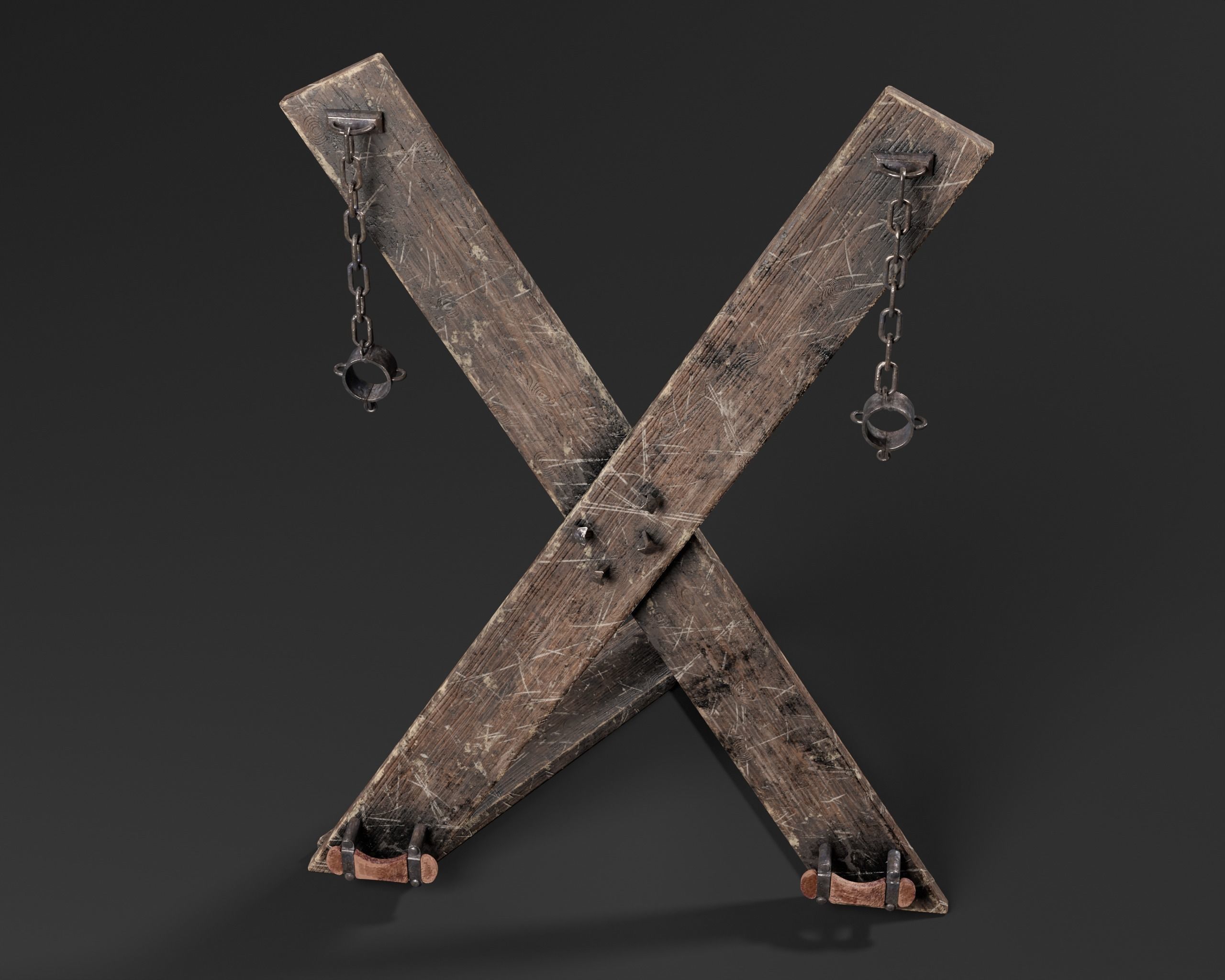 3D model Medieval Standing Shackle Torture Stand VR / AR / low-poly ...