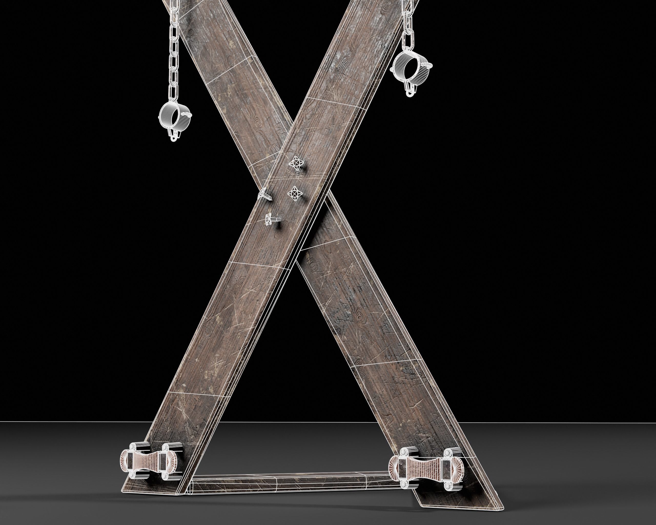 3D model Medieval Standing Shackle Torture Stand VR / AR / low-poly ...