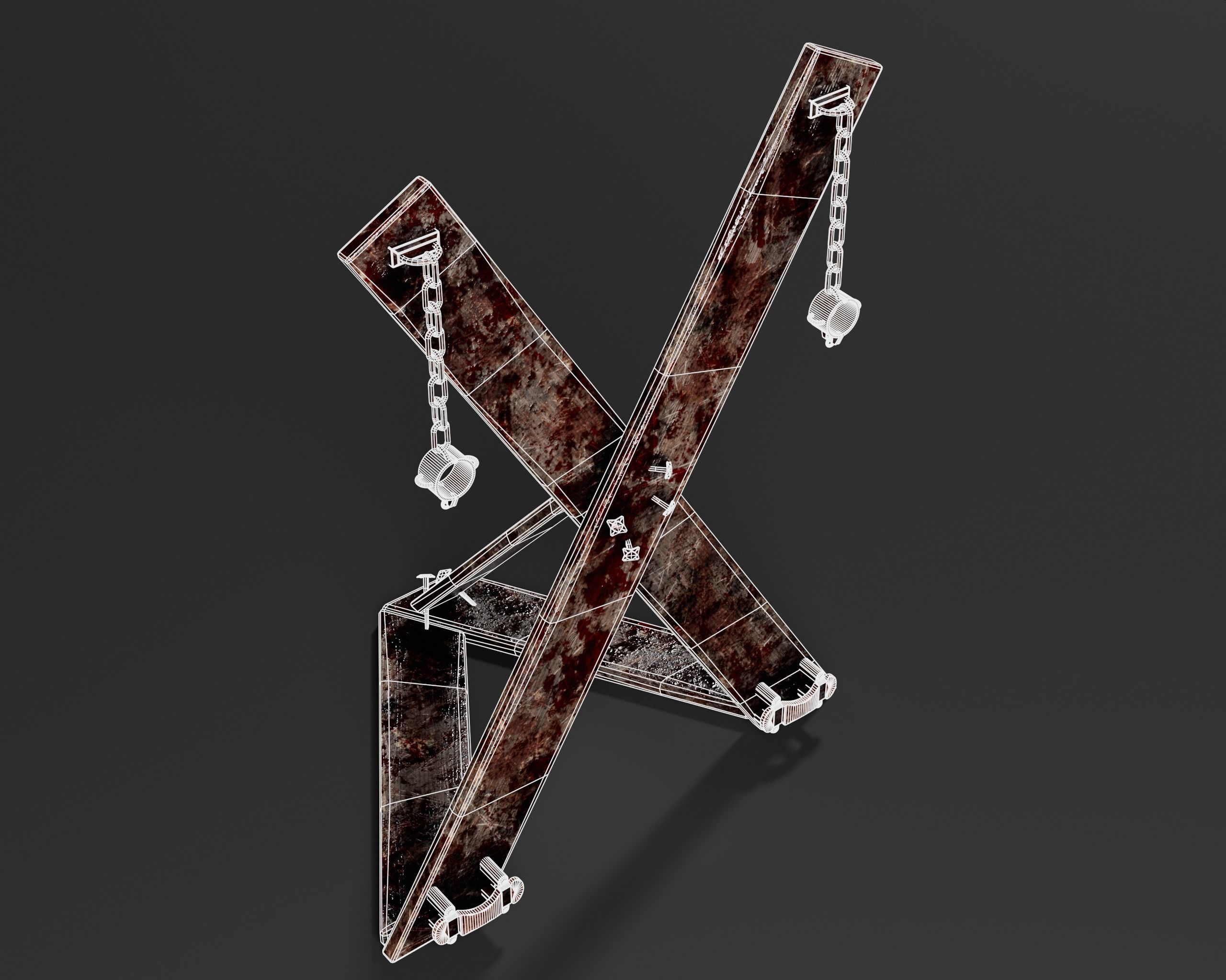 3D model Medieval Standing Shackle Torture Stand VR / AR / low-poly ...