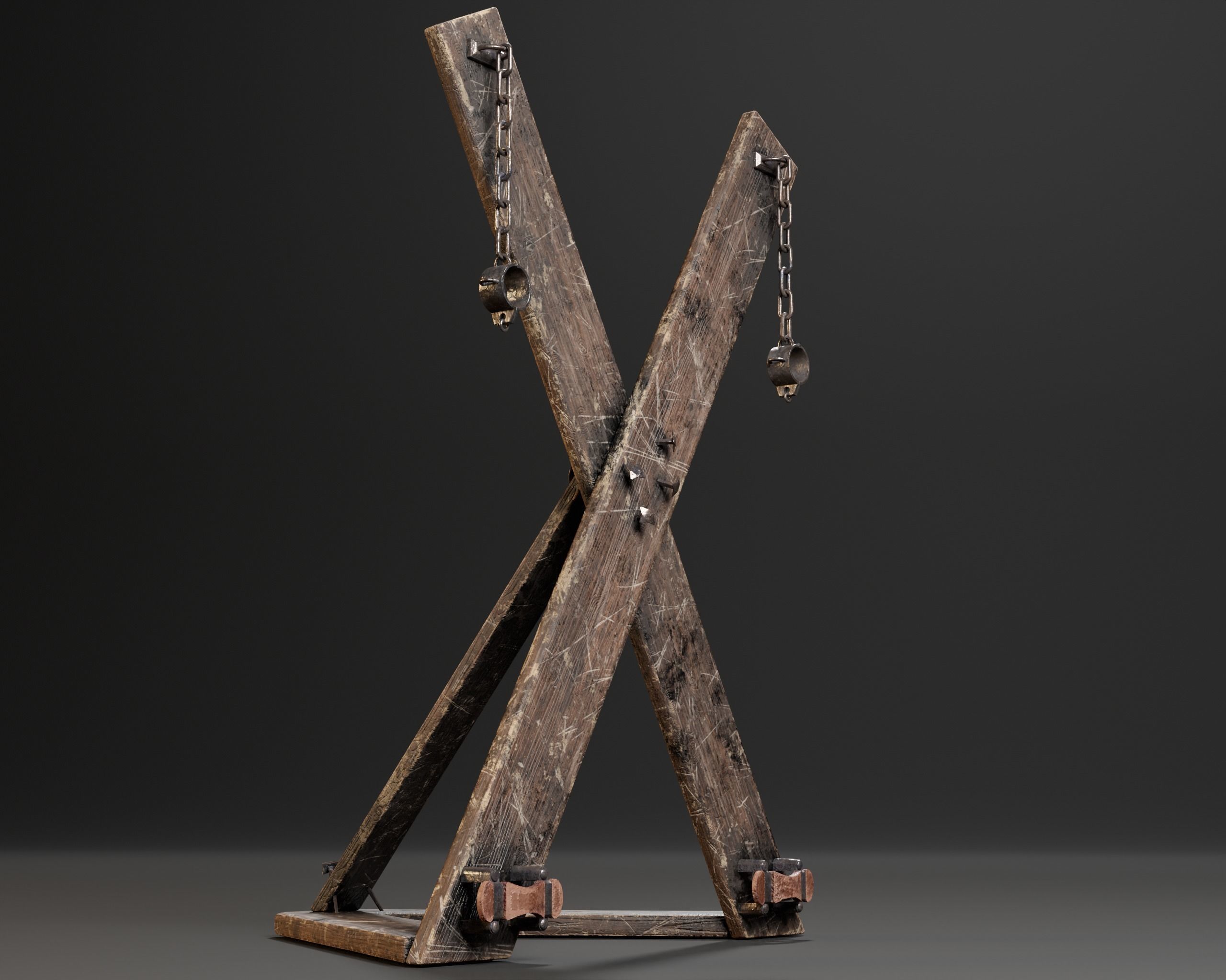 3D model Medieval Standing Shackle Torture Stand VR / AR / low-poly ...