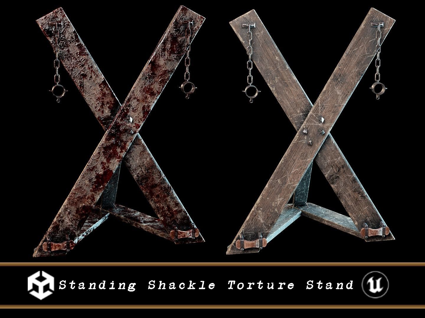 3D model Medieval Standing Shackle Torture Stand VR / AR / low-poly ...