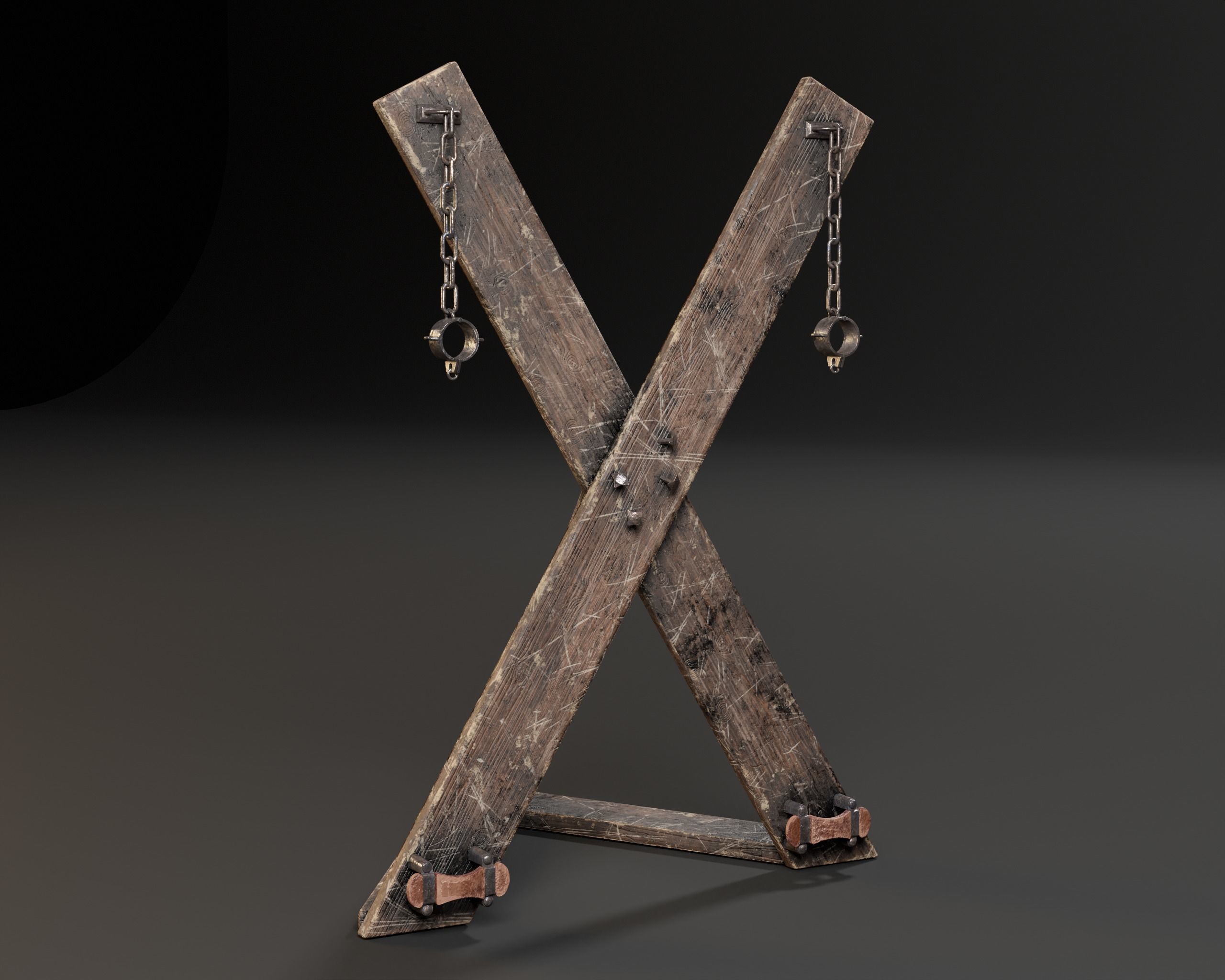 3d Model Medieval Standing Shackle Torture Stand Vr Ar Low Poly Cgtrader
