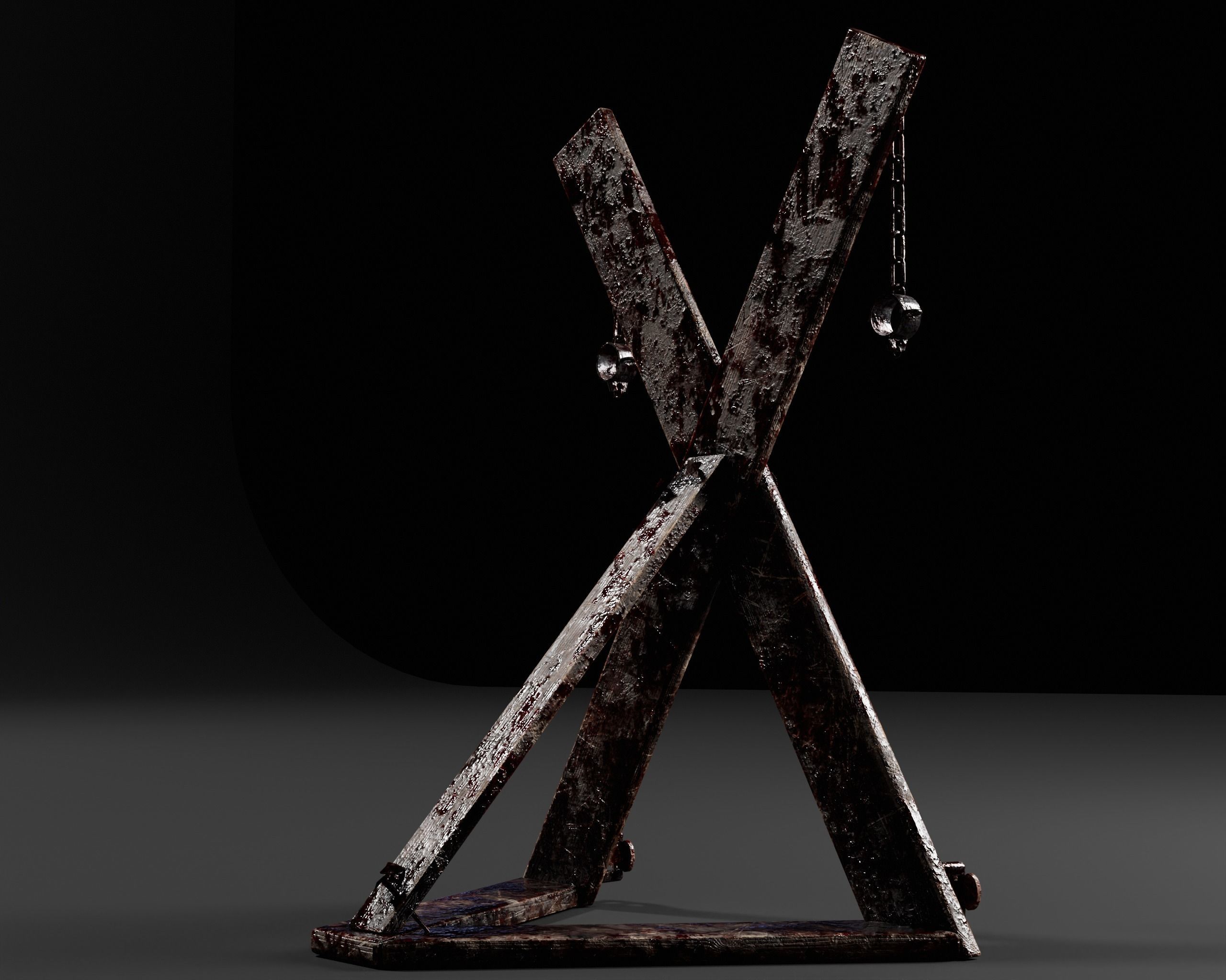 3D model Medieval Standing Shackle Torture Stand VR / AR / low-poly ...