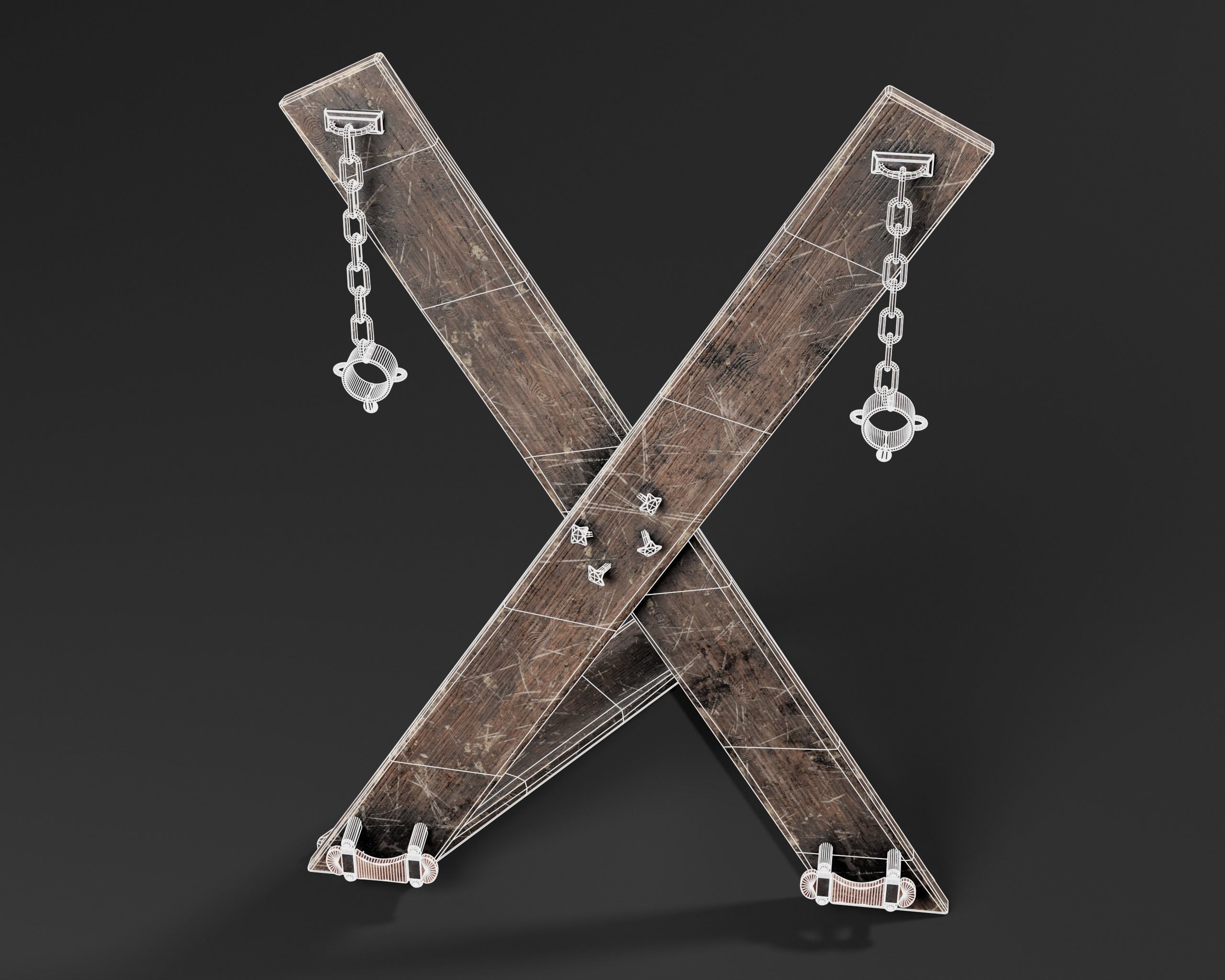 3D model Medieval Standing Shackle Torture Stand VR / AR / low-poly ...