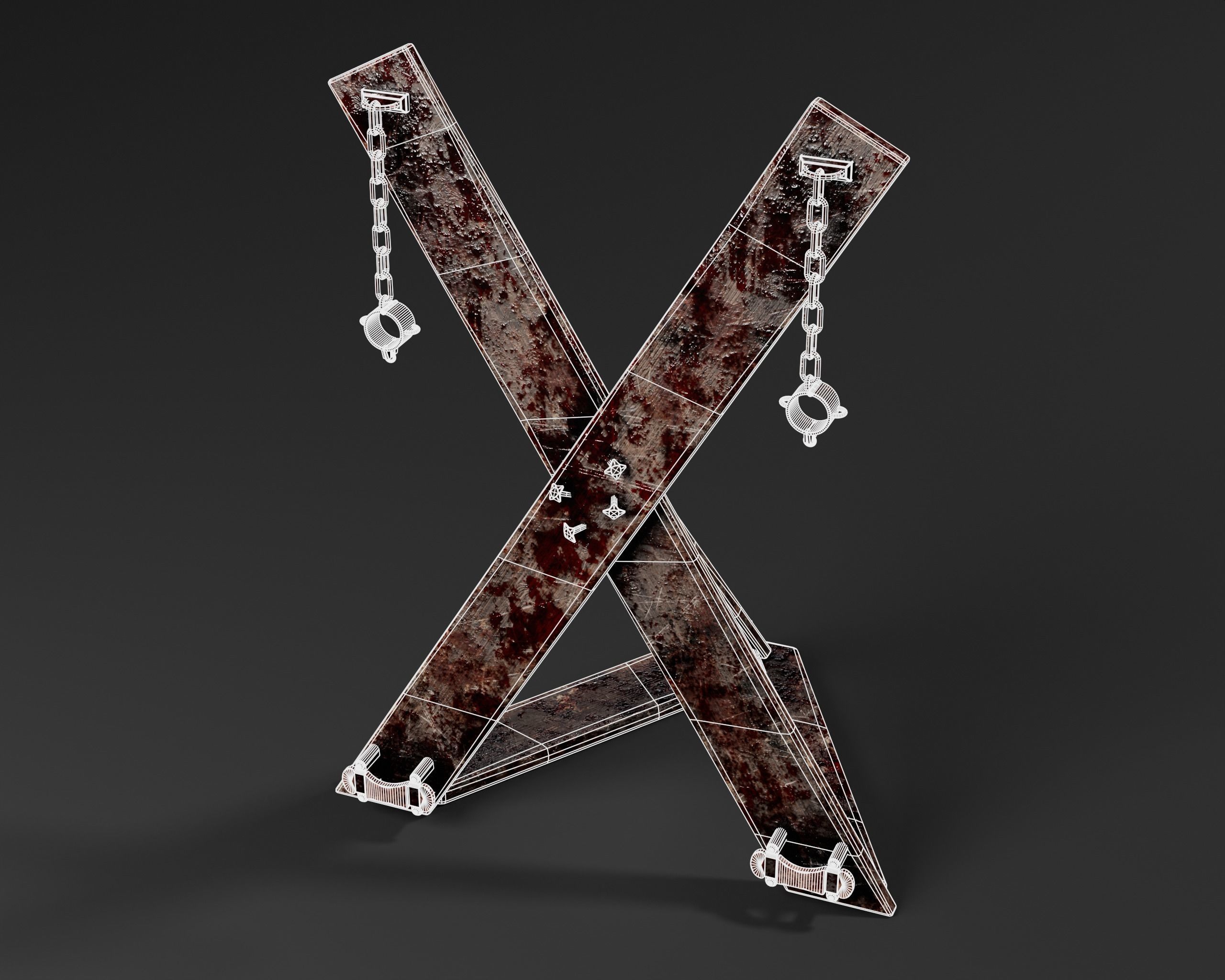 3D model Medieval Standing Shackle Torture Stand VR / AR / low-poly ...