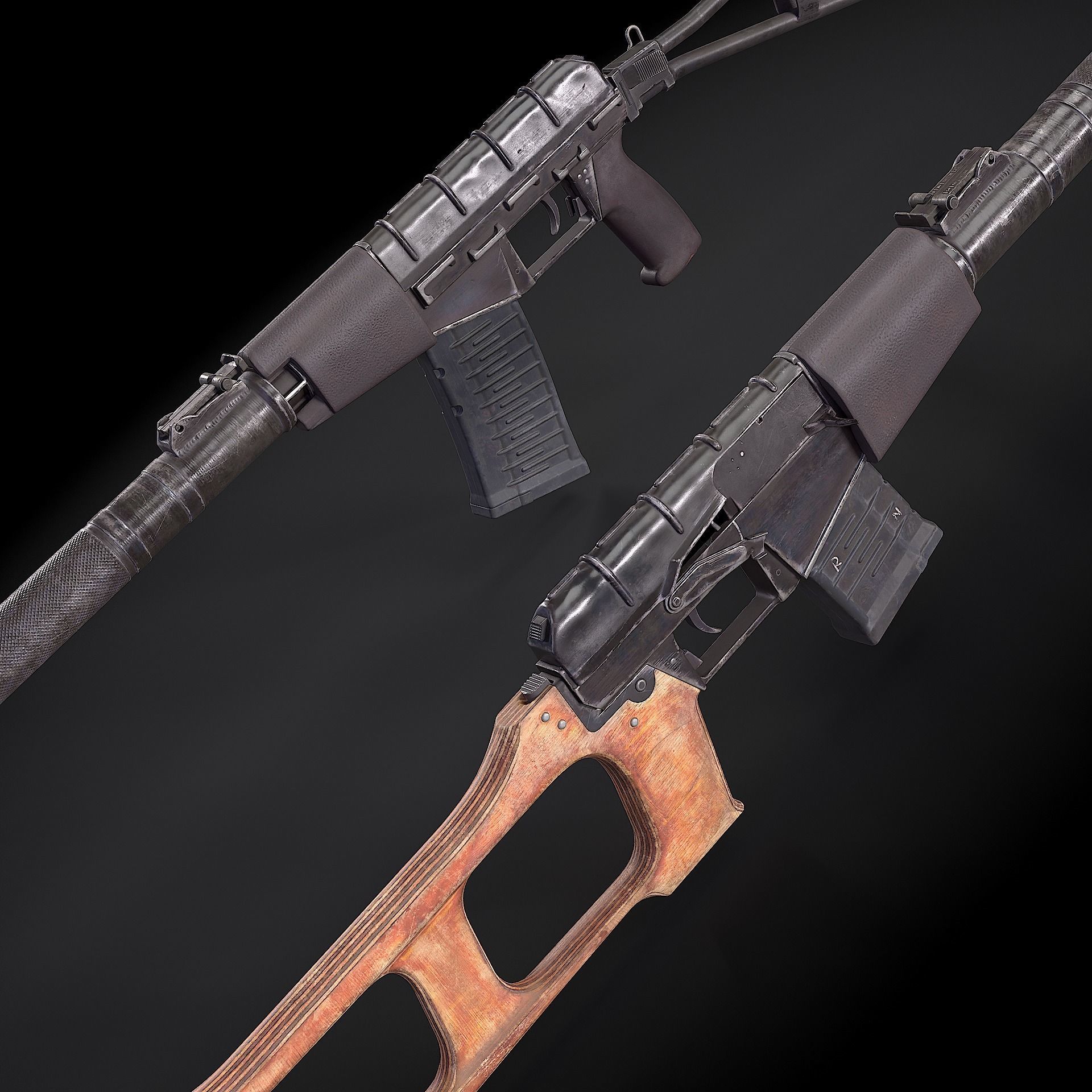 VSS and VAL Sniper and Assault rifle PBR GAMEREADY LOWPOLY free VR / AR ...