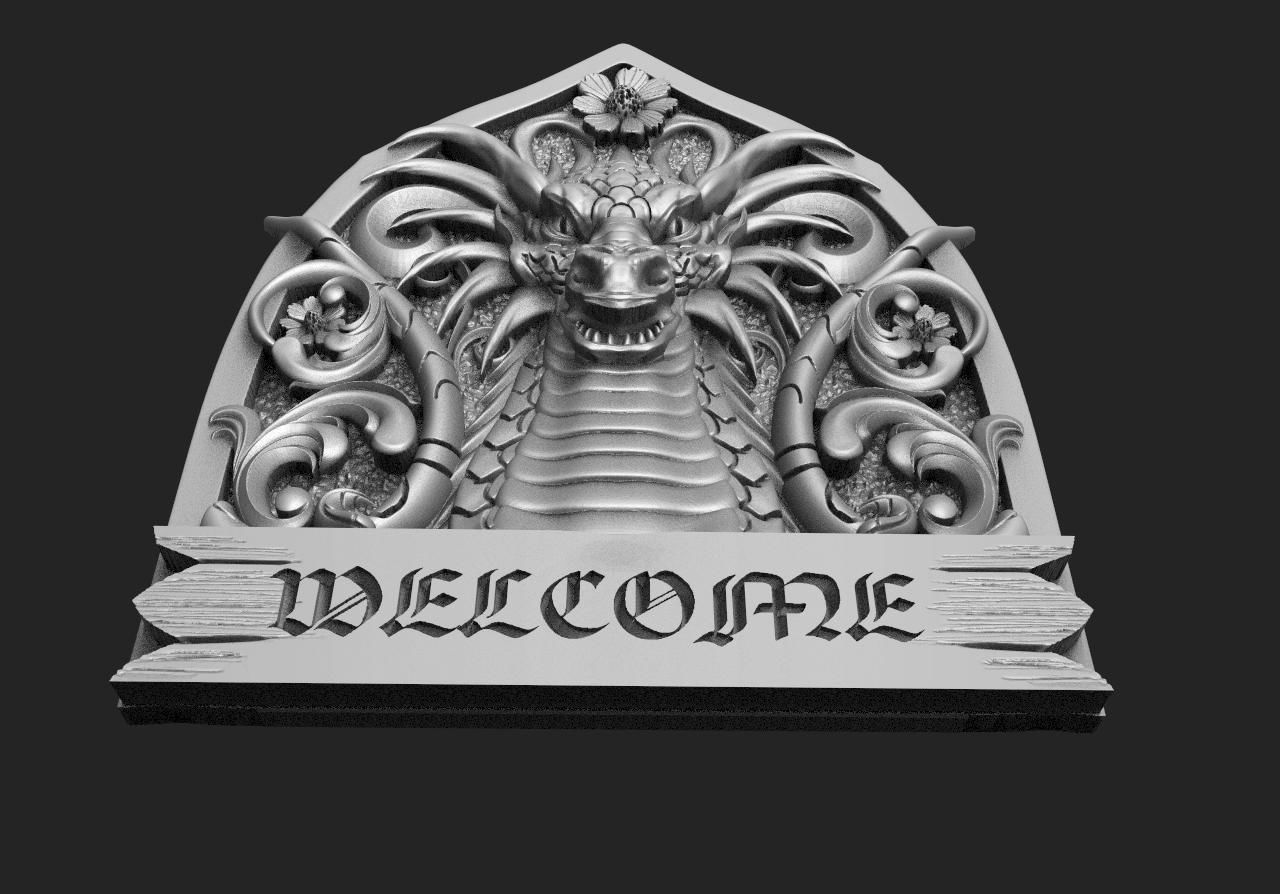 Dragon welcome sign CNC 3D model 3D printable | CGTrader