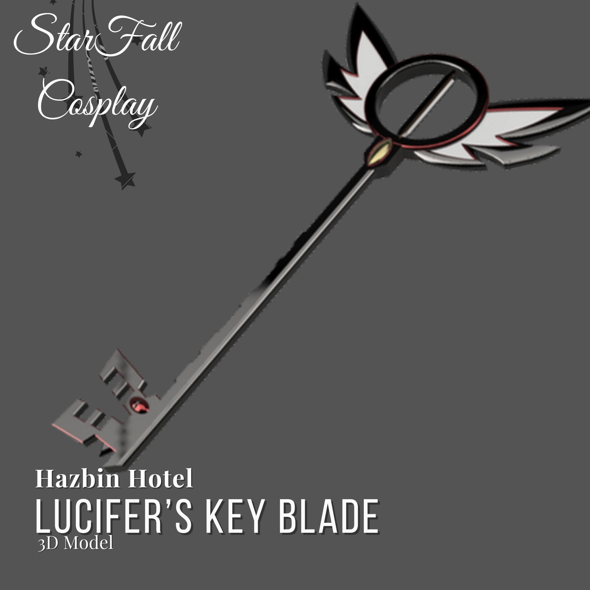 Lucifer Morningstars Keyblade 3D Model Hazbin Hotel Cosplay 3D model 3D ...