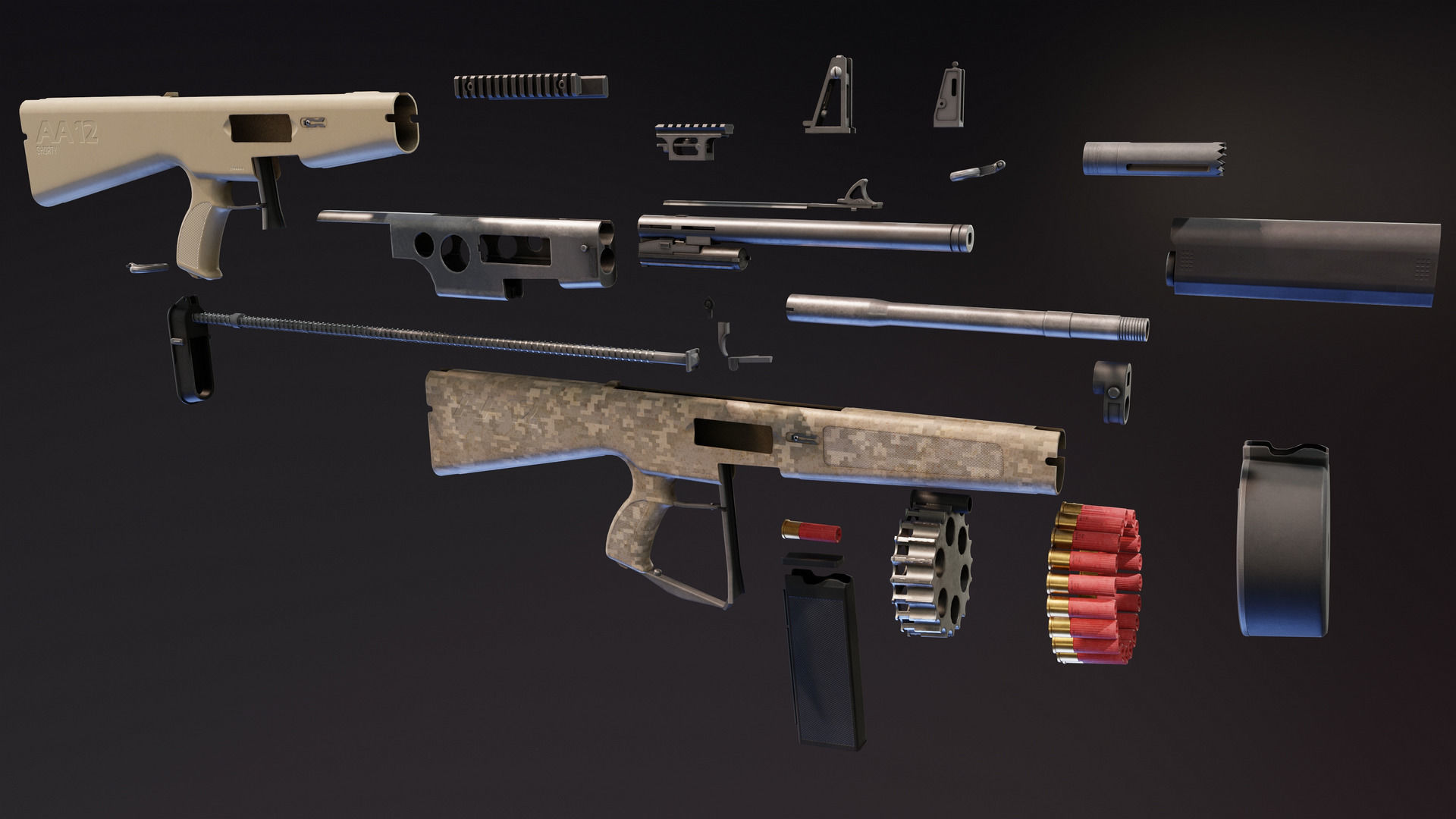 3D model AA12 Shotgun VR / AR / low-poly | CGTrader