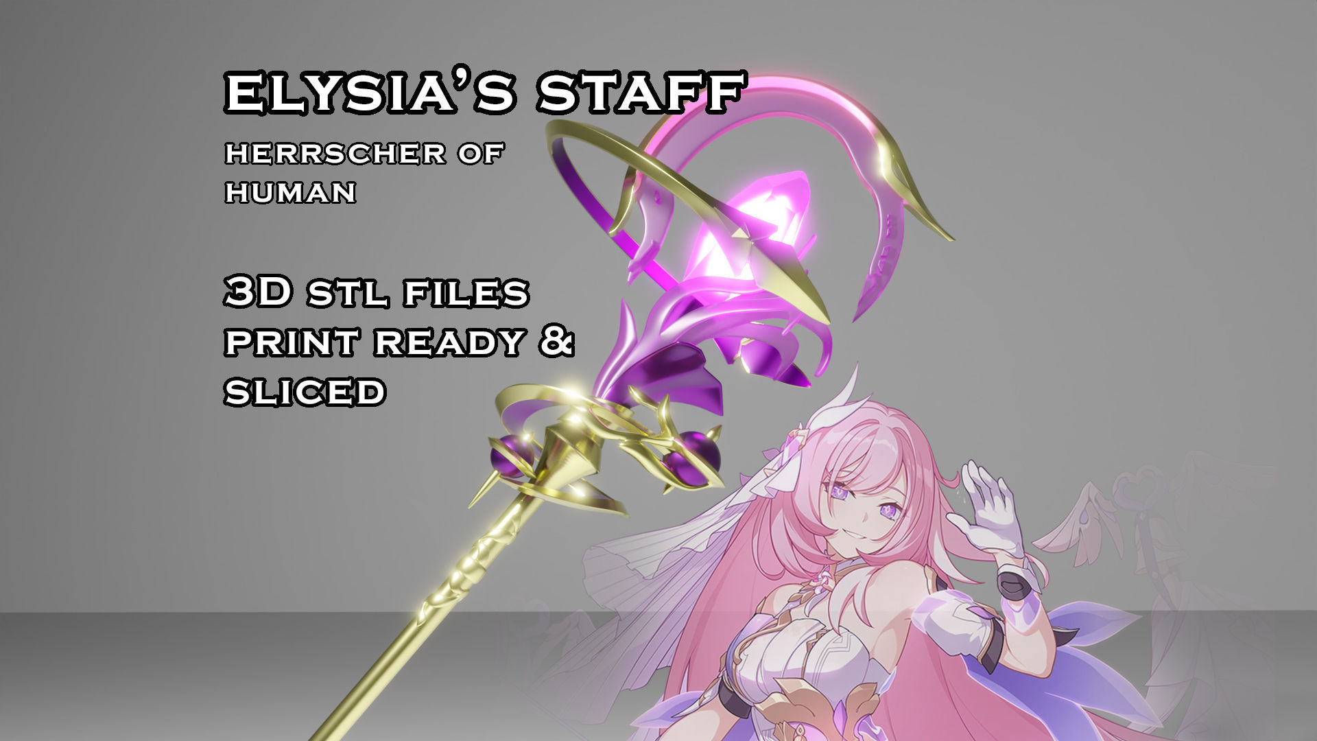 Elysia Staff - Honkai Impact - 3d Print Ready STL Files 3D model 3D ...
