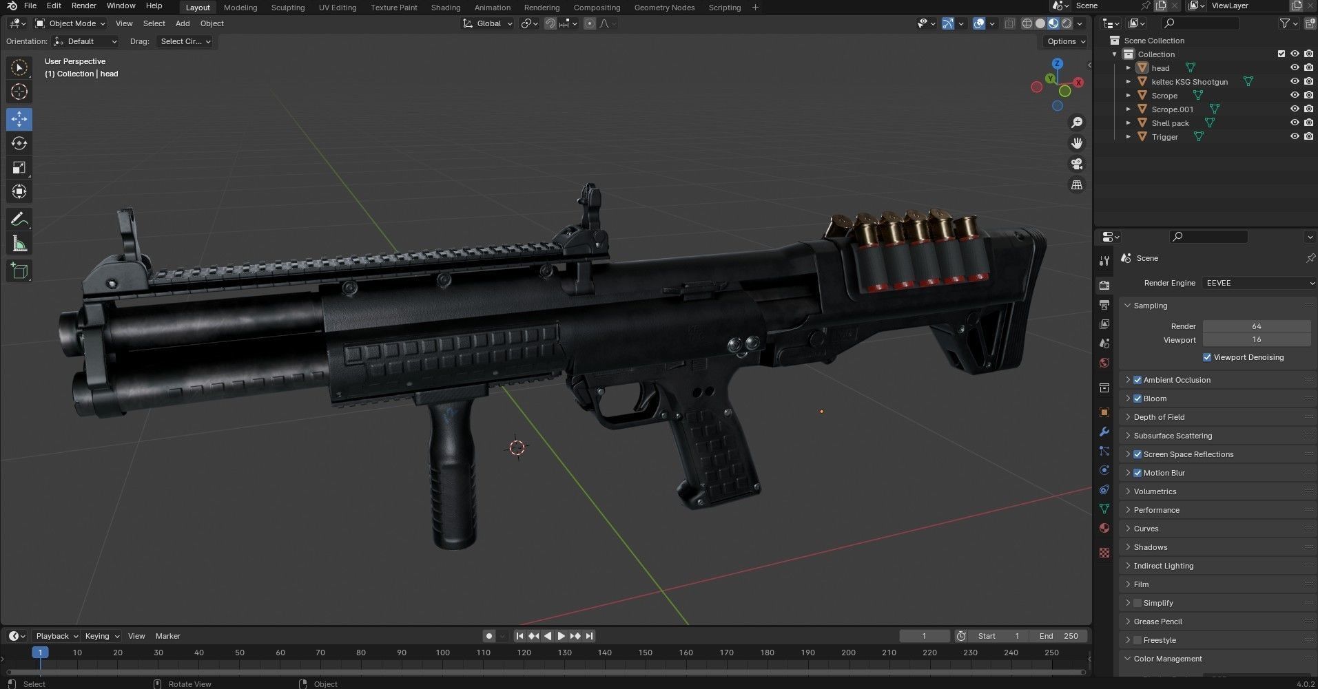 3D model KelTec KSG Shotgun VR / AR / low-poly | CGTrader