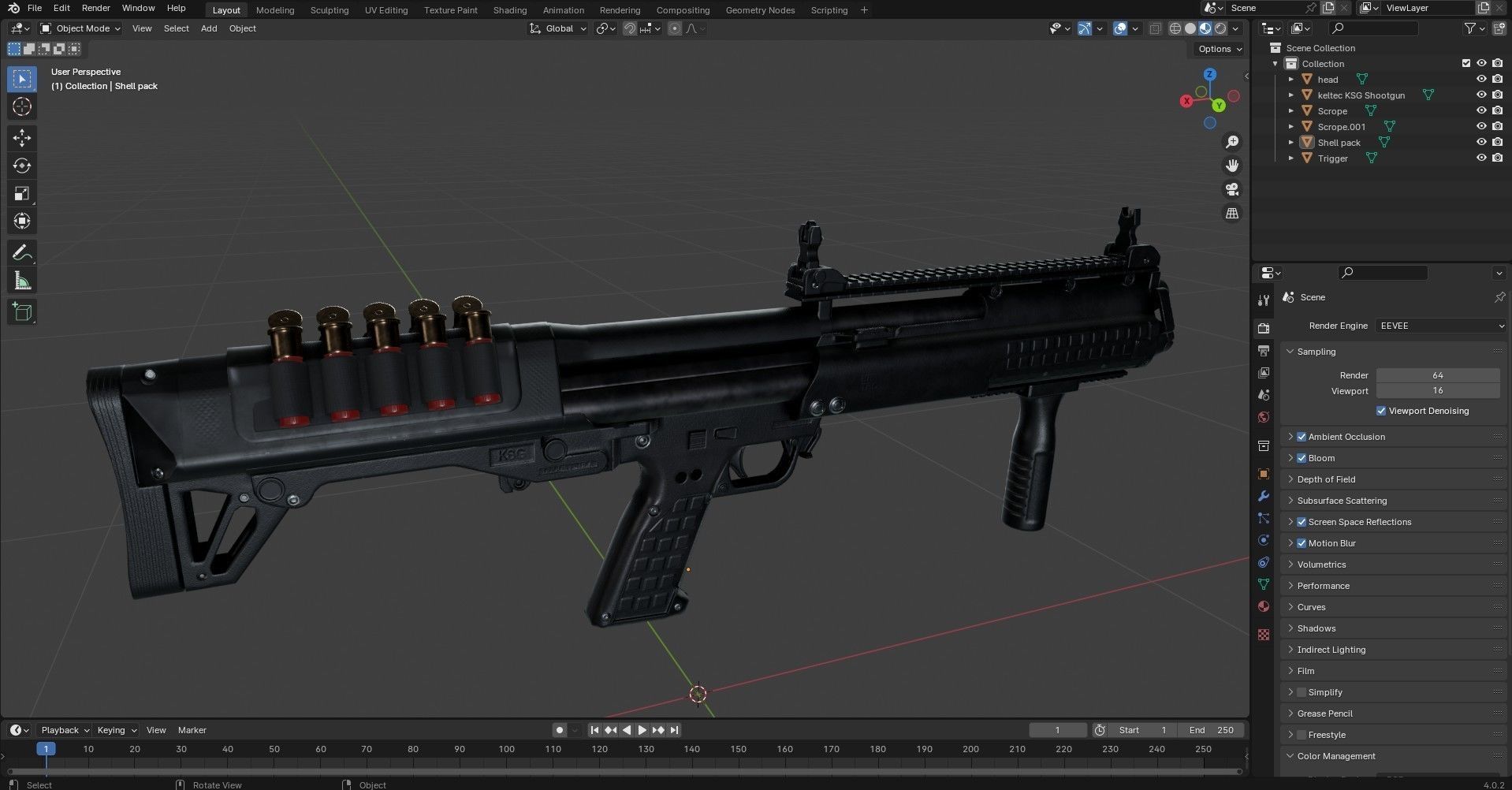 3D model KelTec KSG Shotgun VR / AR / low-poly | CGTrader