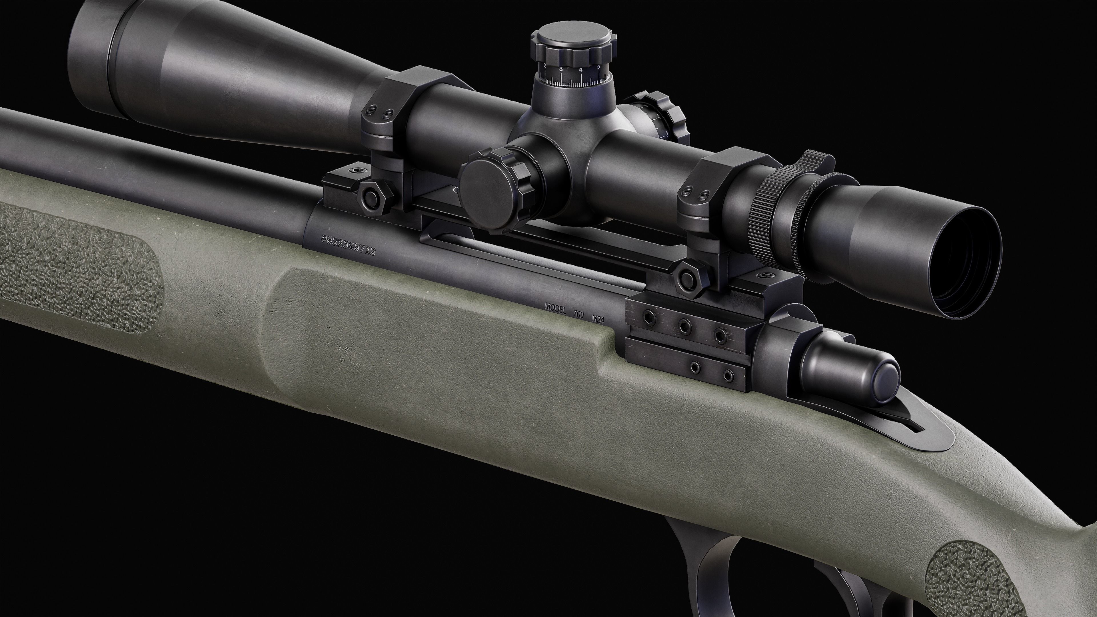 3D model Game Ready Remington M24 Sniper Rifle PBR Rigged VR / AR / low ...