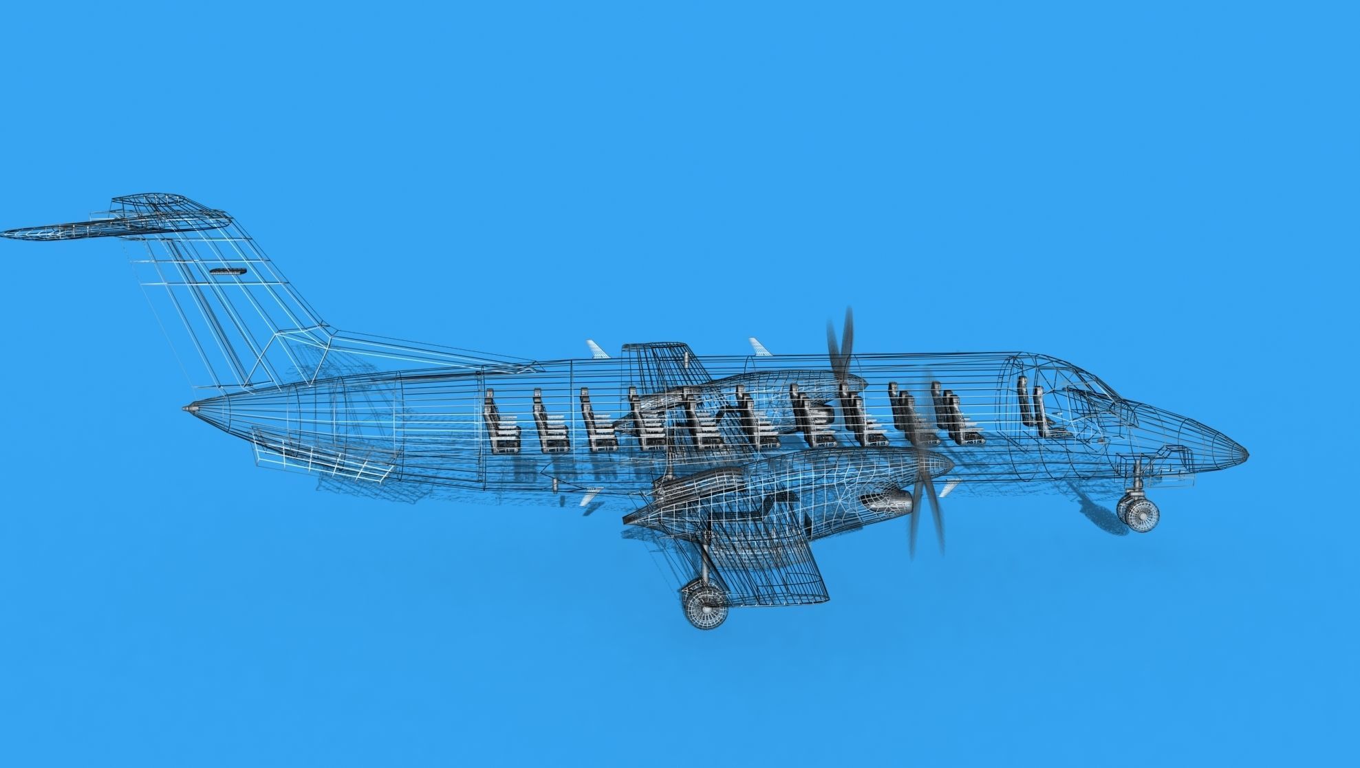 Embraer EMB120 AirMinas 3D model animated rigged | CGTrader