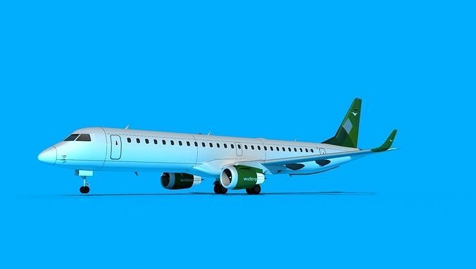 Embraer Emb-190 Wider0E 3D model rigged | CGTrader