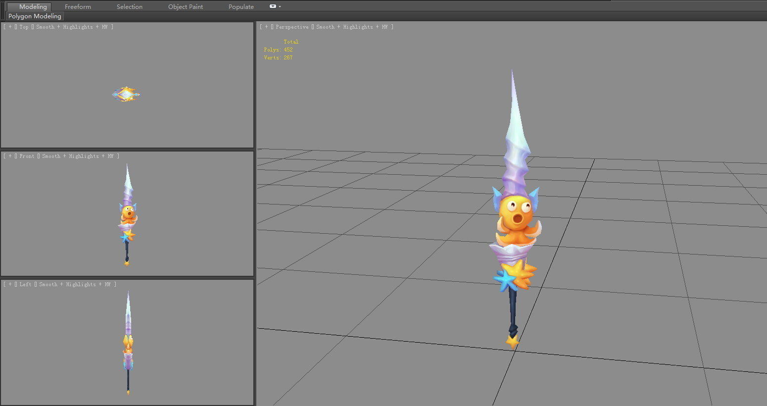 3D model Cartoon starfish octopus sword VR / AR / low-poly | CGTrader