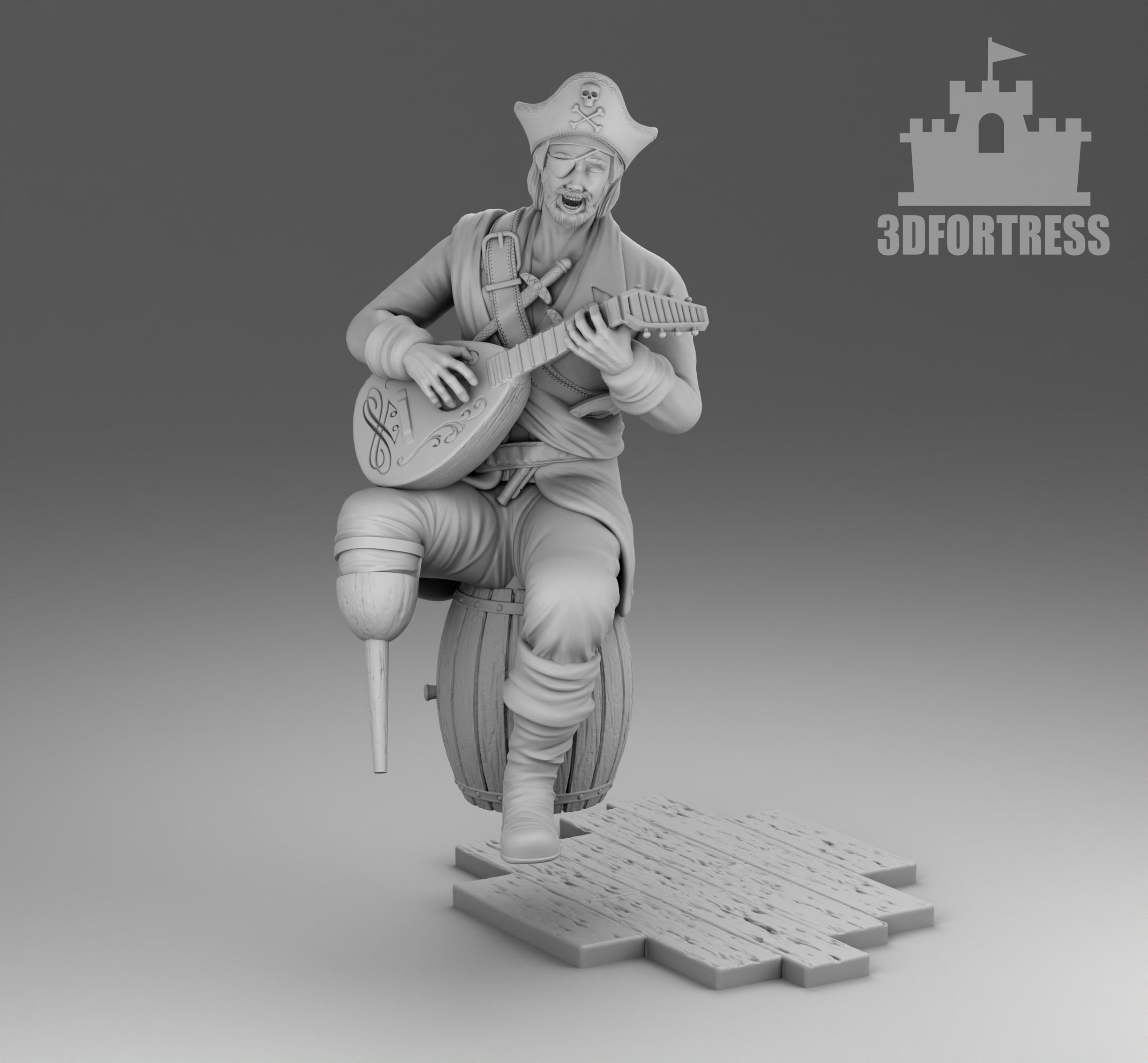 Pirate Lute 3D model 3D printable | CGTrader
