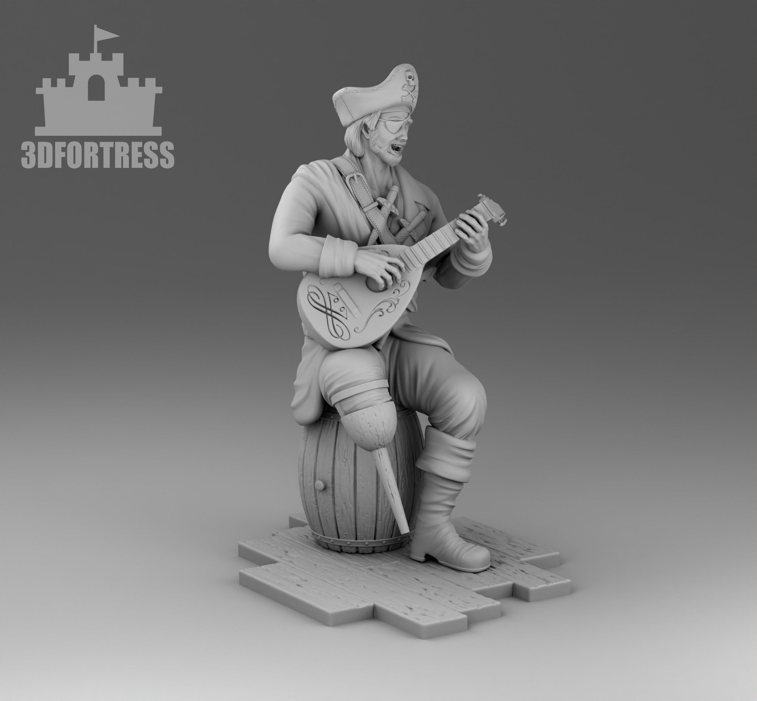 Pirate Lute 3D model 3D printable | CGTrader