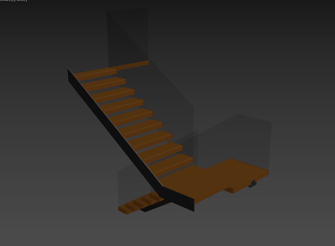 stair with glass railing 3D model | CGTrader