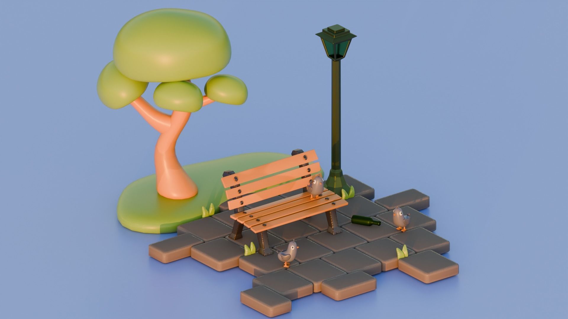 Stylized Park Render 3D model | CGTrader