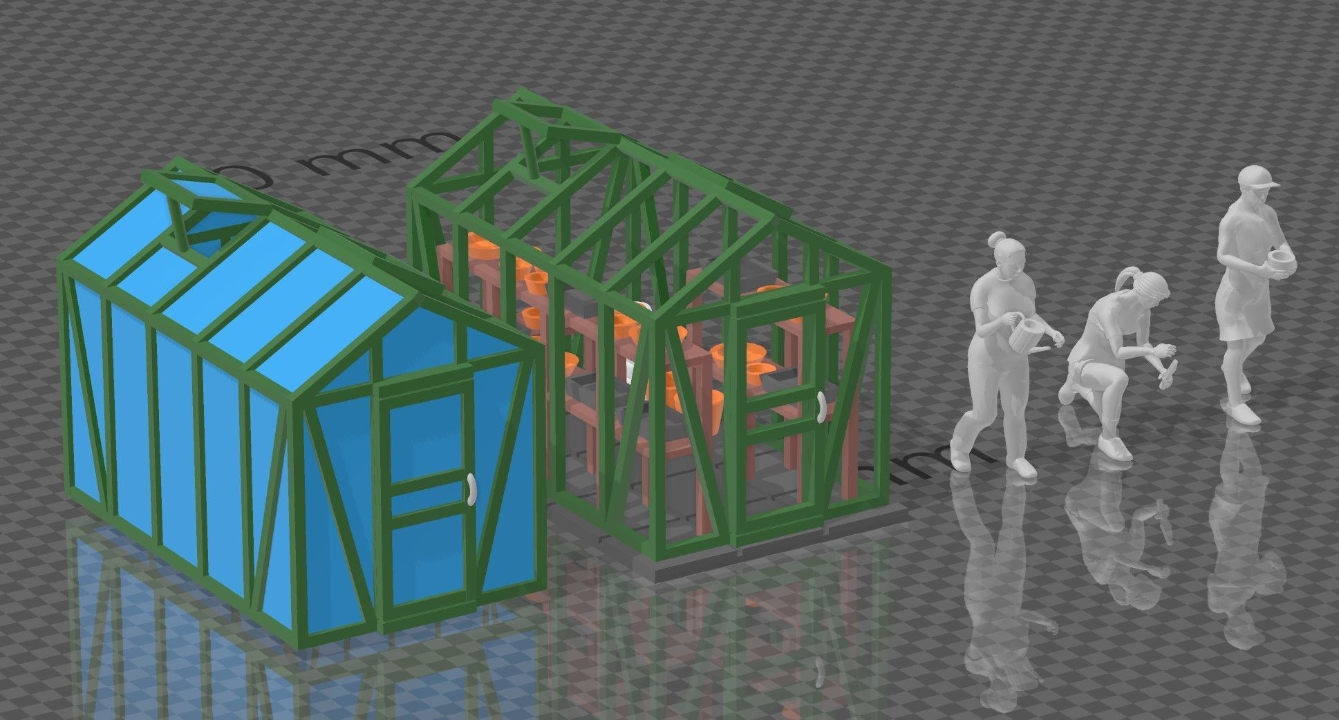 N Scale Greenhouse with Gardener Figures free 3D model 3D printable ...