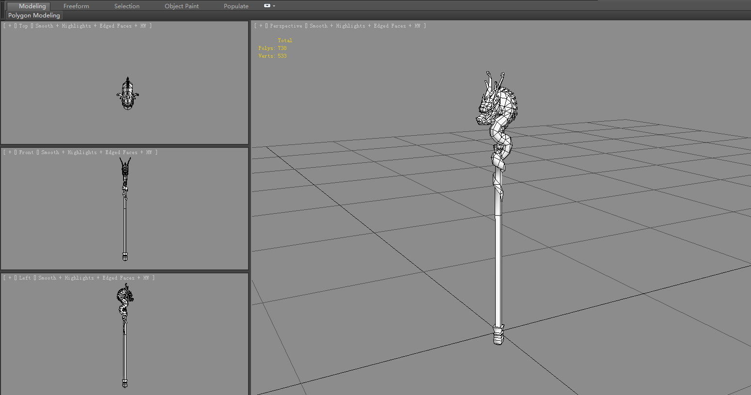 3D model Cartoon Golden Dragon Cane VR / AR / low-poly | CGTrader